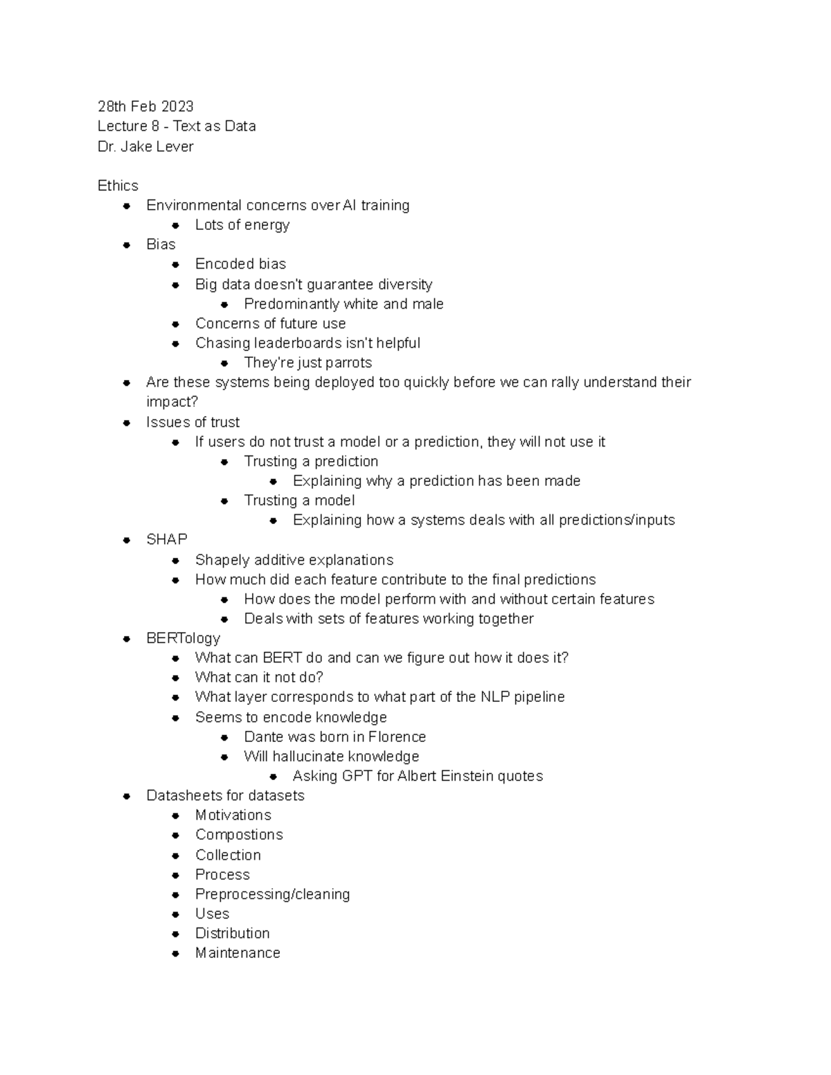 Text as Data Lecture 8 - 28th Feb 2023 - COMPSCI4074 - Studocu