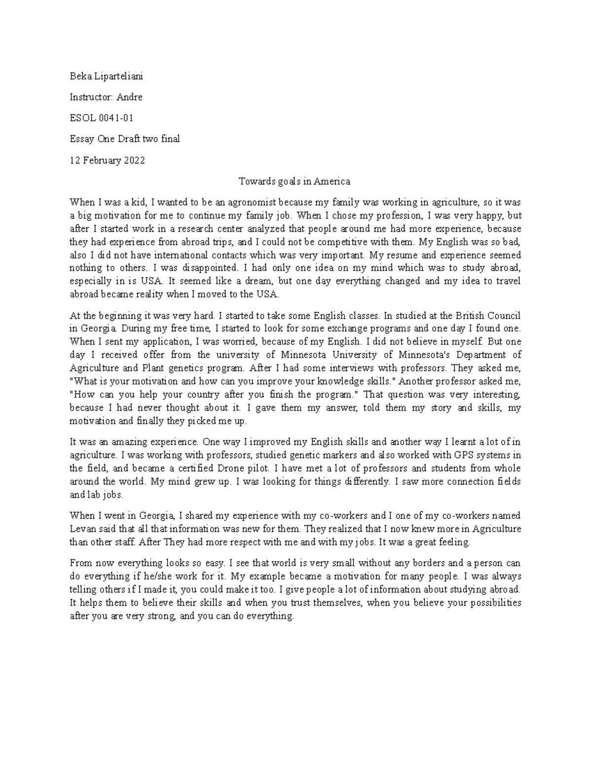 Beka final draft - homework - Beka Liparteliani Instructor: Andre ESOL ...