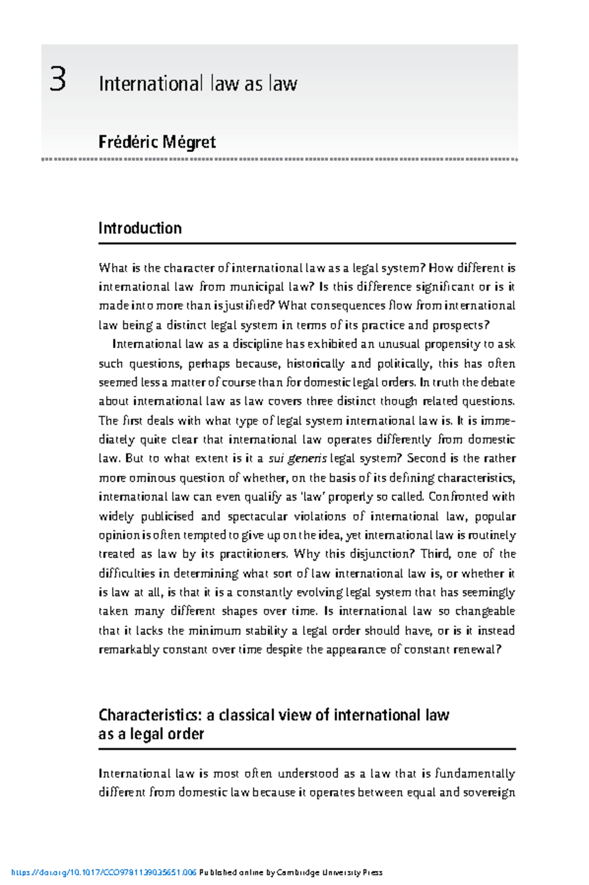 International law as law (readings) - 3 International law as law ...