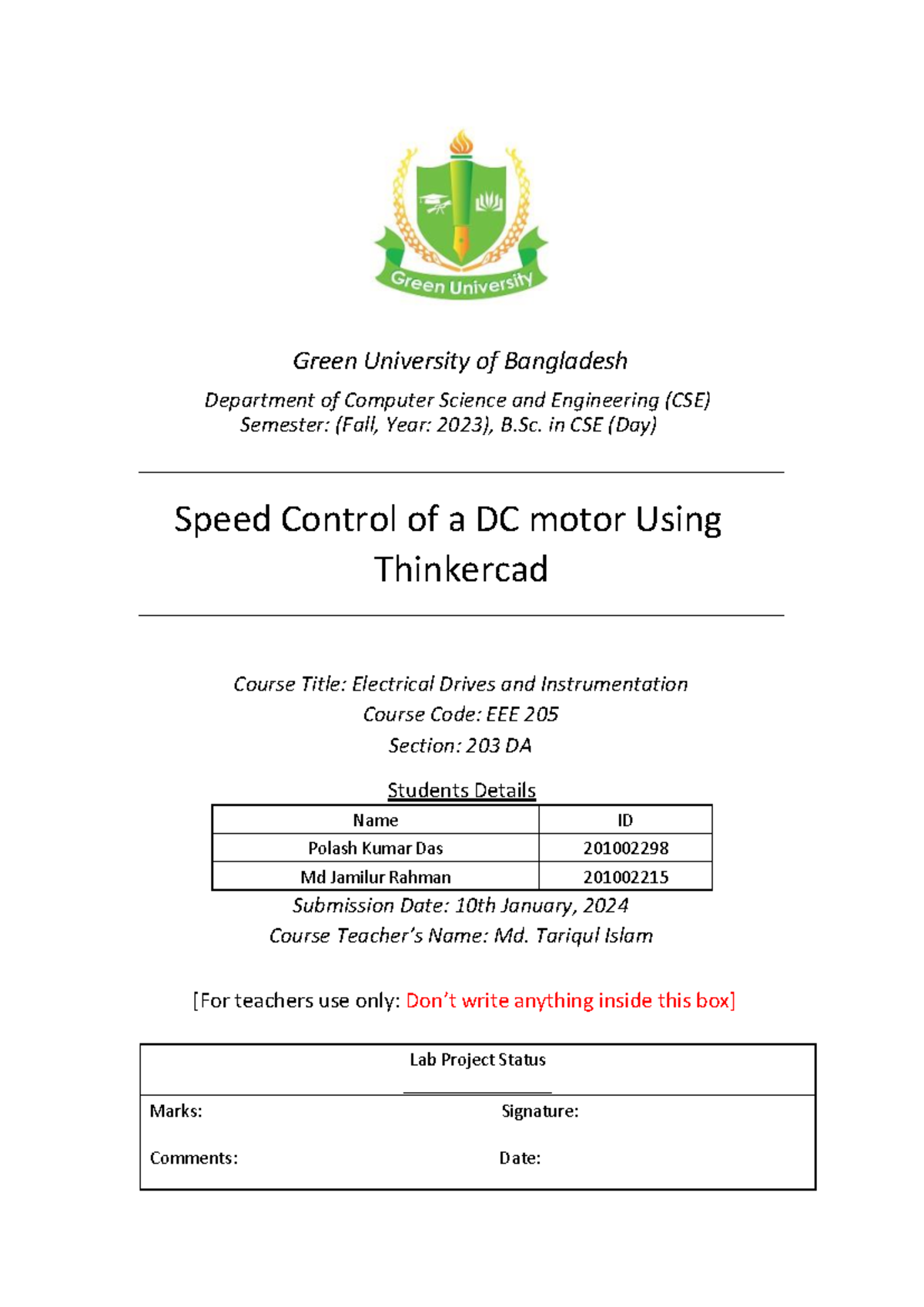 2010 02298 2010 02215 EEE 205 KSA 2 - Green University of Bangladesh ...