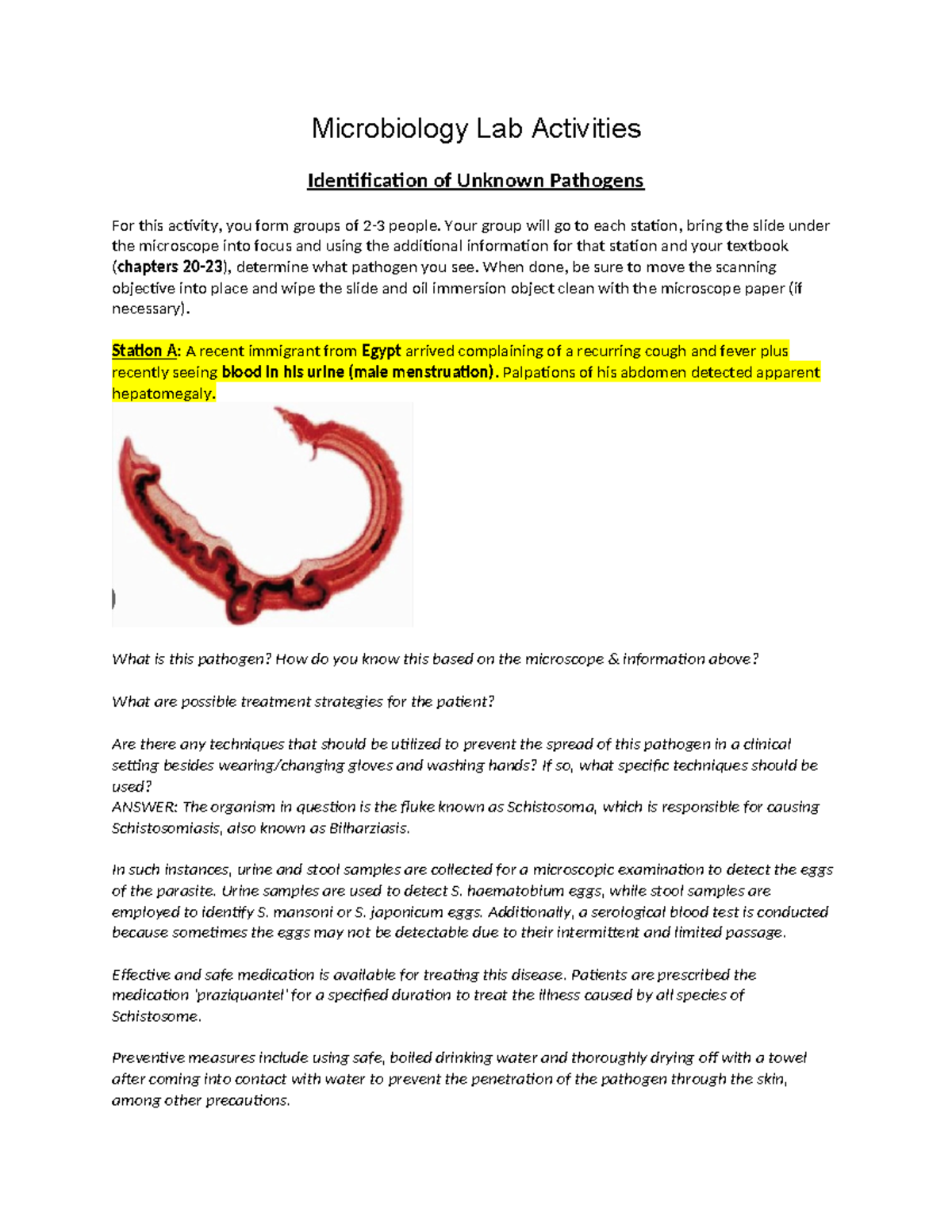 Micro lab Week 8 - Microbiology Lab Activities Identification of Unknown Pathogens For this ...