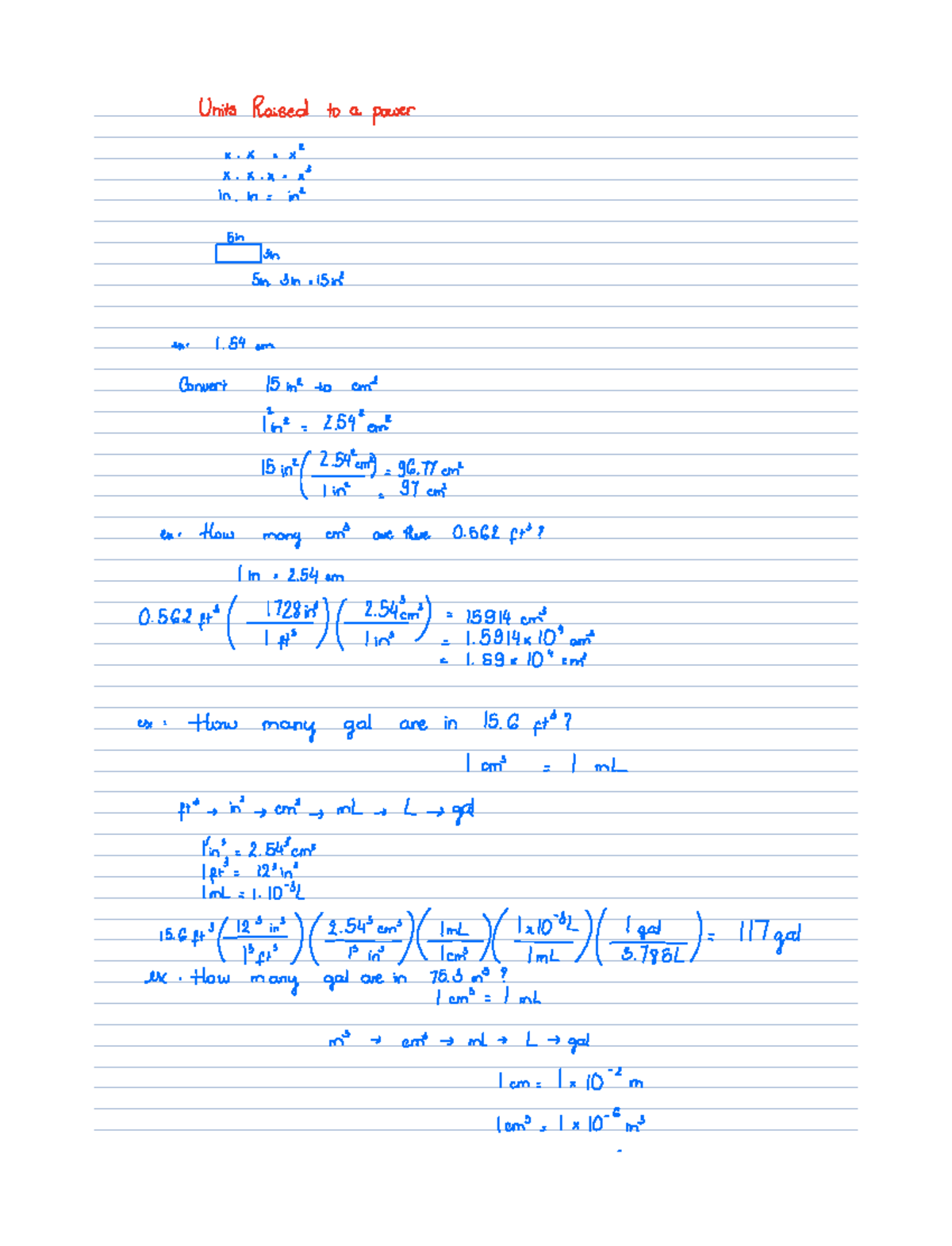 Chapter 2 - Units Raised to a power x x x x x in in in 5in sin 5in 3in ...