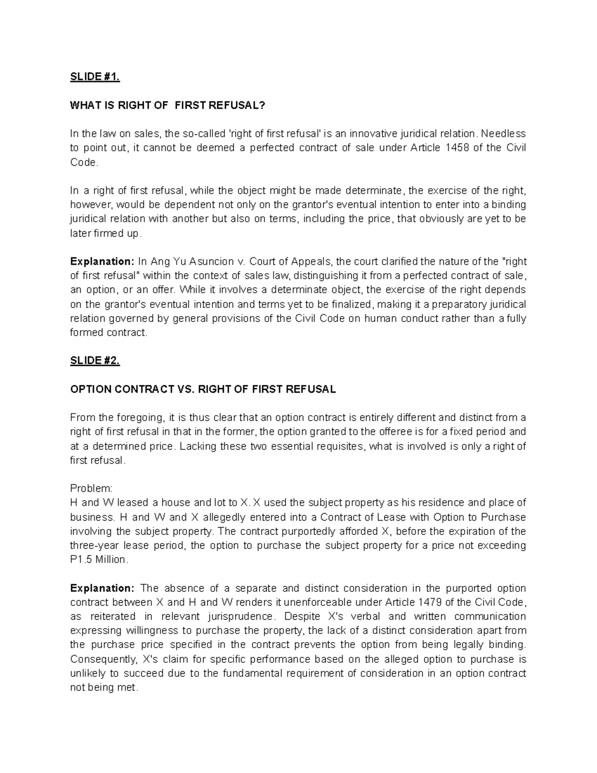 Reporting- Rflib - SLIDE #1. WHAT IS RIGHT OF FIRST REFUSAL? In the law ...
