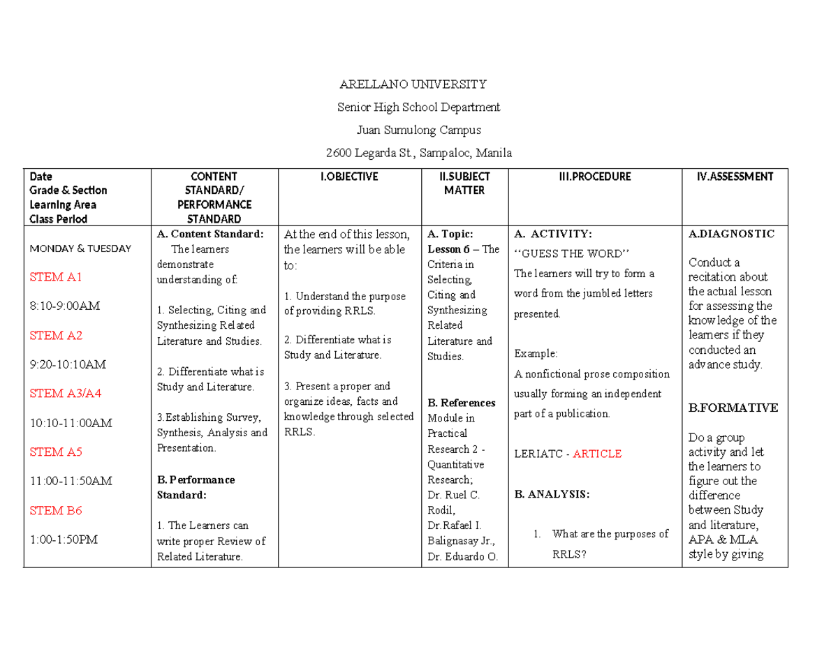 Lesson 6 - The Criteria in Selecting, Citing and Synthesizing RRLS ...