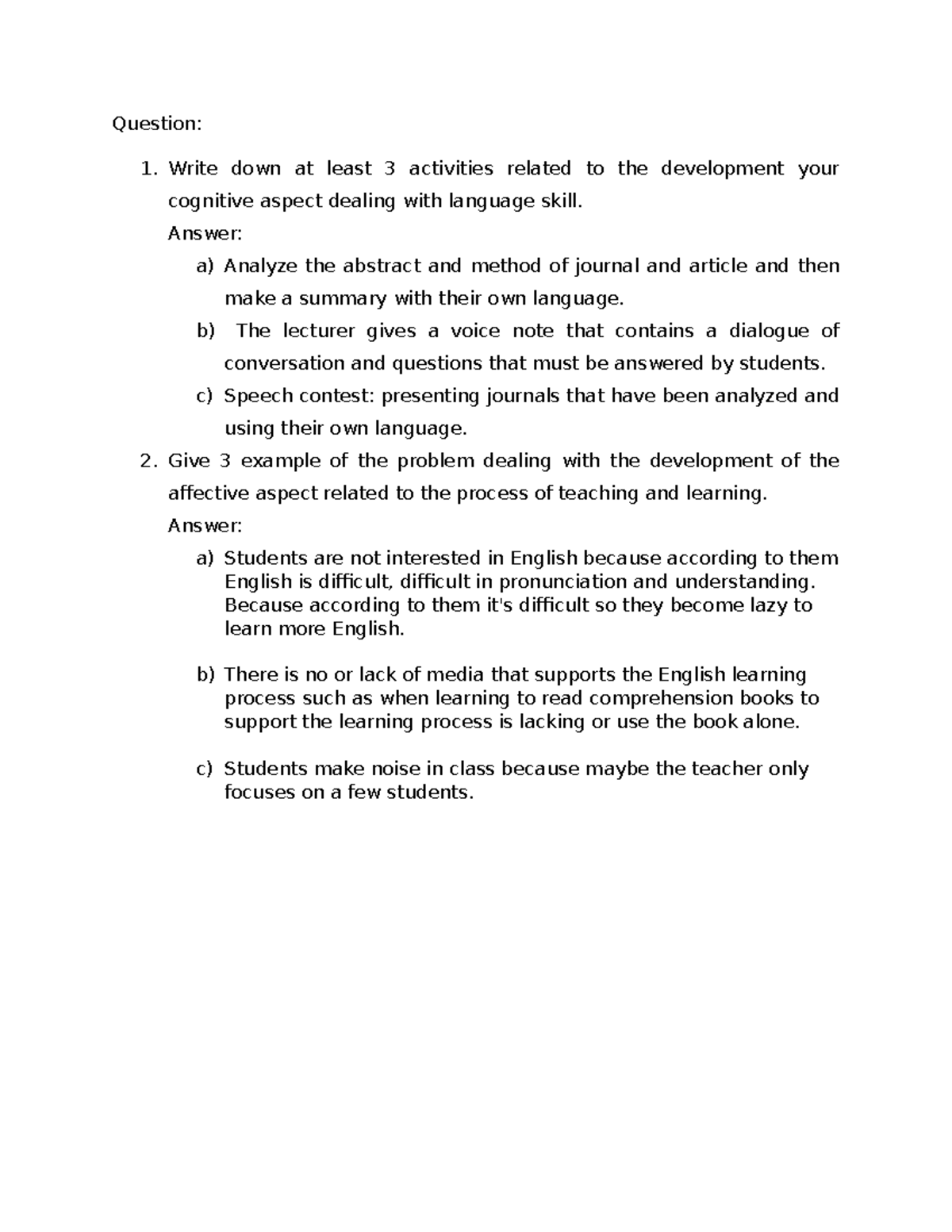 Asessment - This is one of the tasks of the language assignment course ...