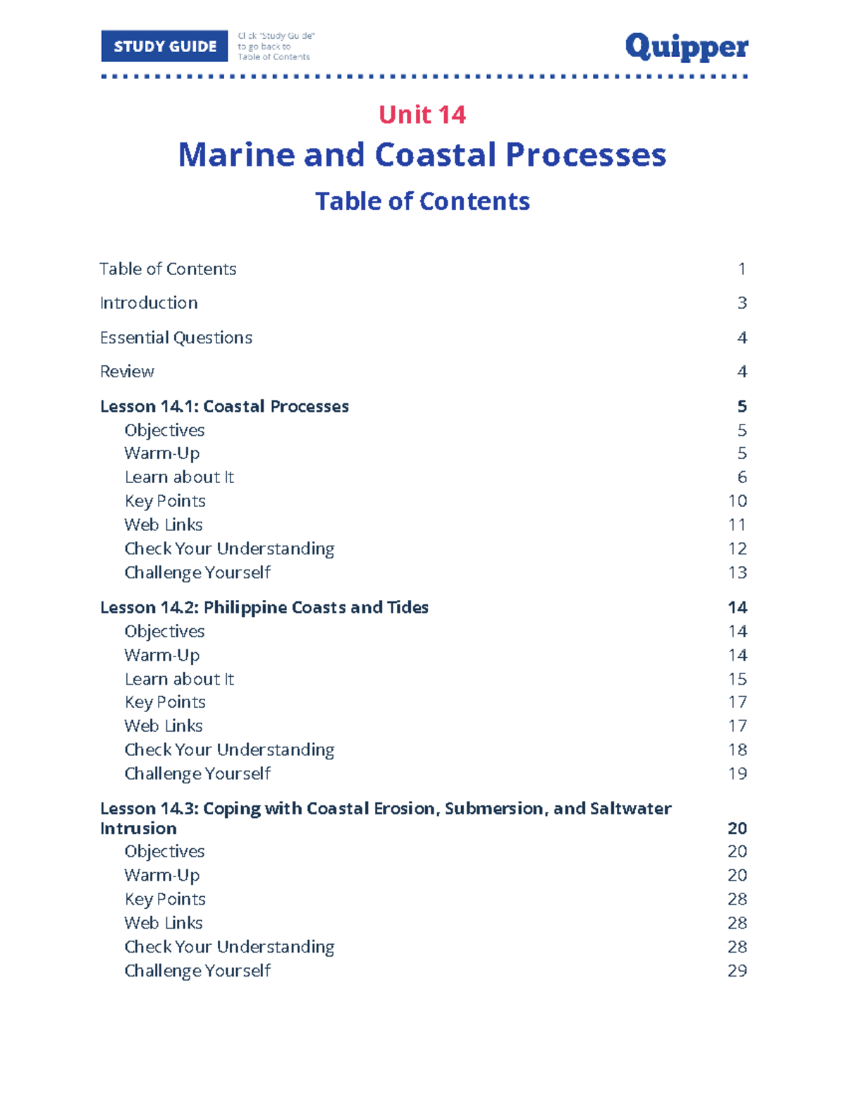 14. ELS SHS Unit 14 Marine and Coastal Processes (Study Guide) - Marine ...