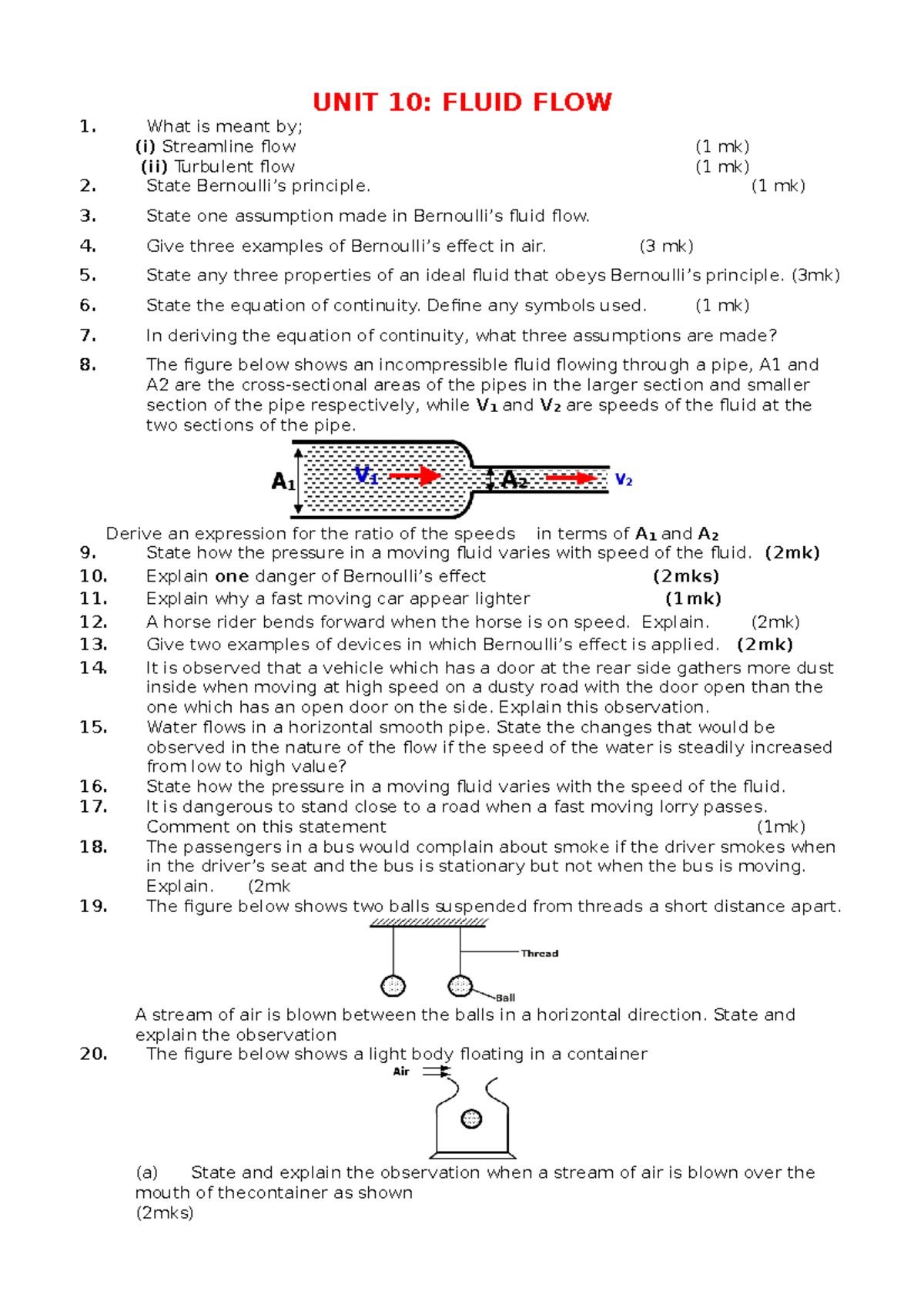 Fluid FLOW - NOTES - UNIT 10: FLUID FLOW What is meant by; (i ...