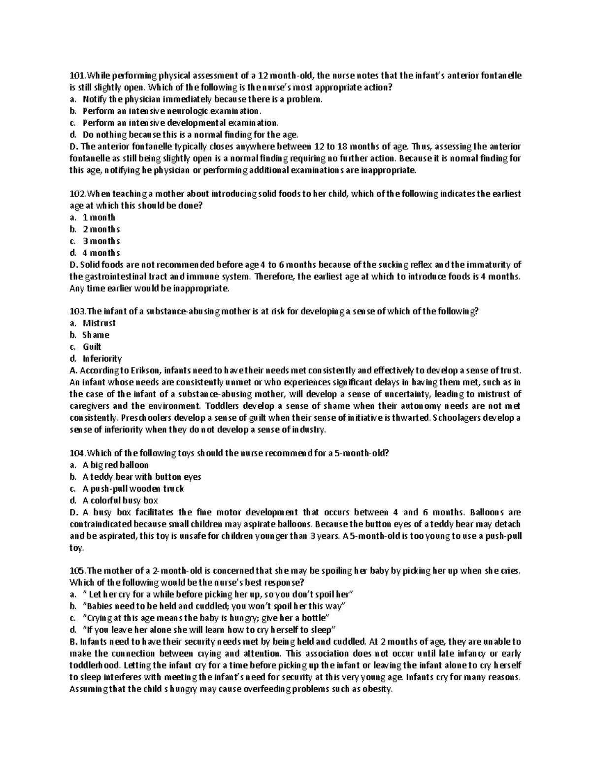 POST TEST Nclex Pedia - While performing physical assessment of a 12 ...