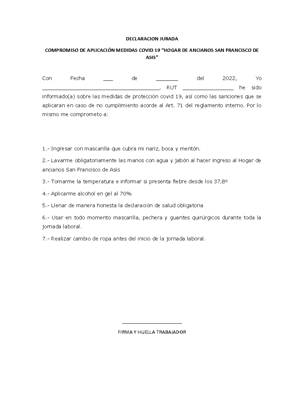 Declaracion Jurada - dsdddd - DECLARACION JURADA COMPROMISO DE ...