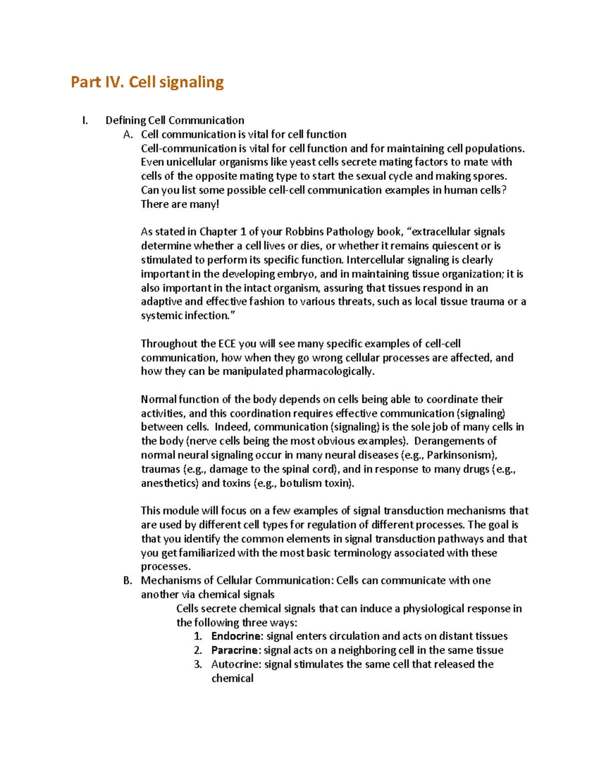 Part IV The Cell as a Unit of Health and Disease - Part IV. Cell ...