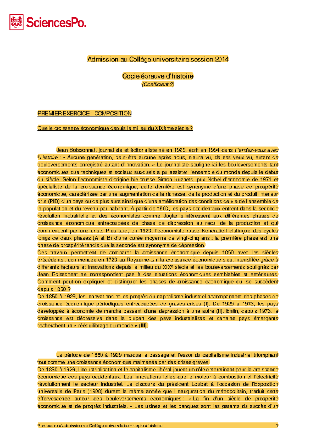 2014 copie histoire composition sujet 1 exemple 2-1 - copie - Admission ...