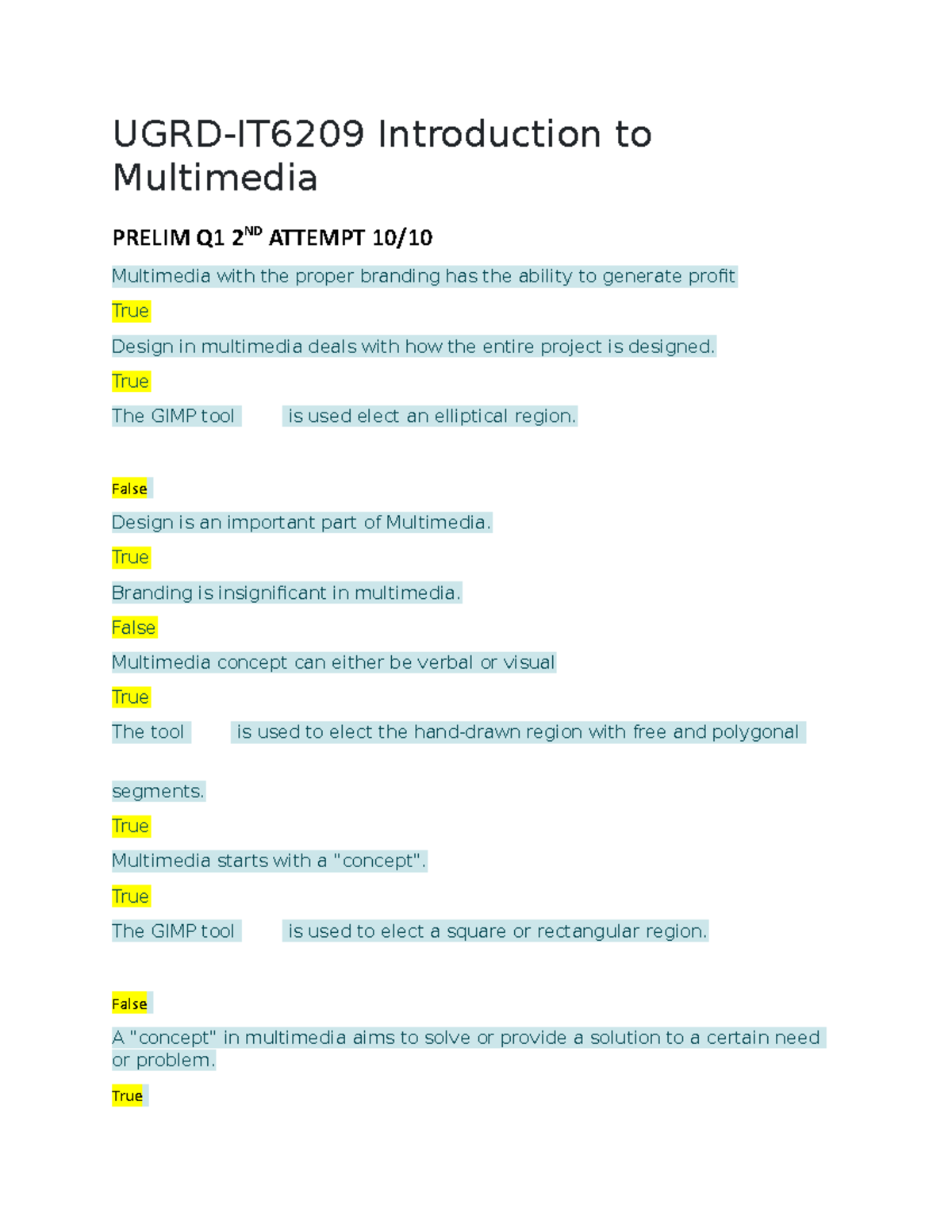 Introduction TO Multimedia Q1 Finals EXAM - UGRD-IT6209 Introduction to ...