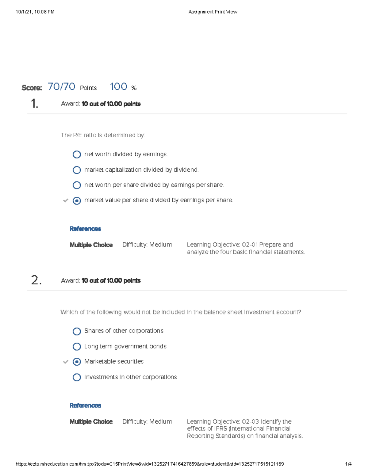 Assignment Print View cap2 value description - 1. Award: 10 out of 10 ...
