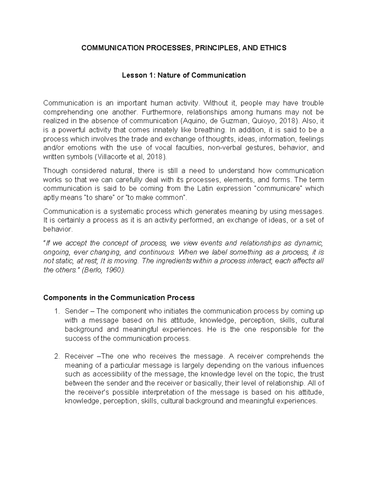 Communication Processes Principles AND Ethics 1 - COMMUNICATION ...