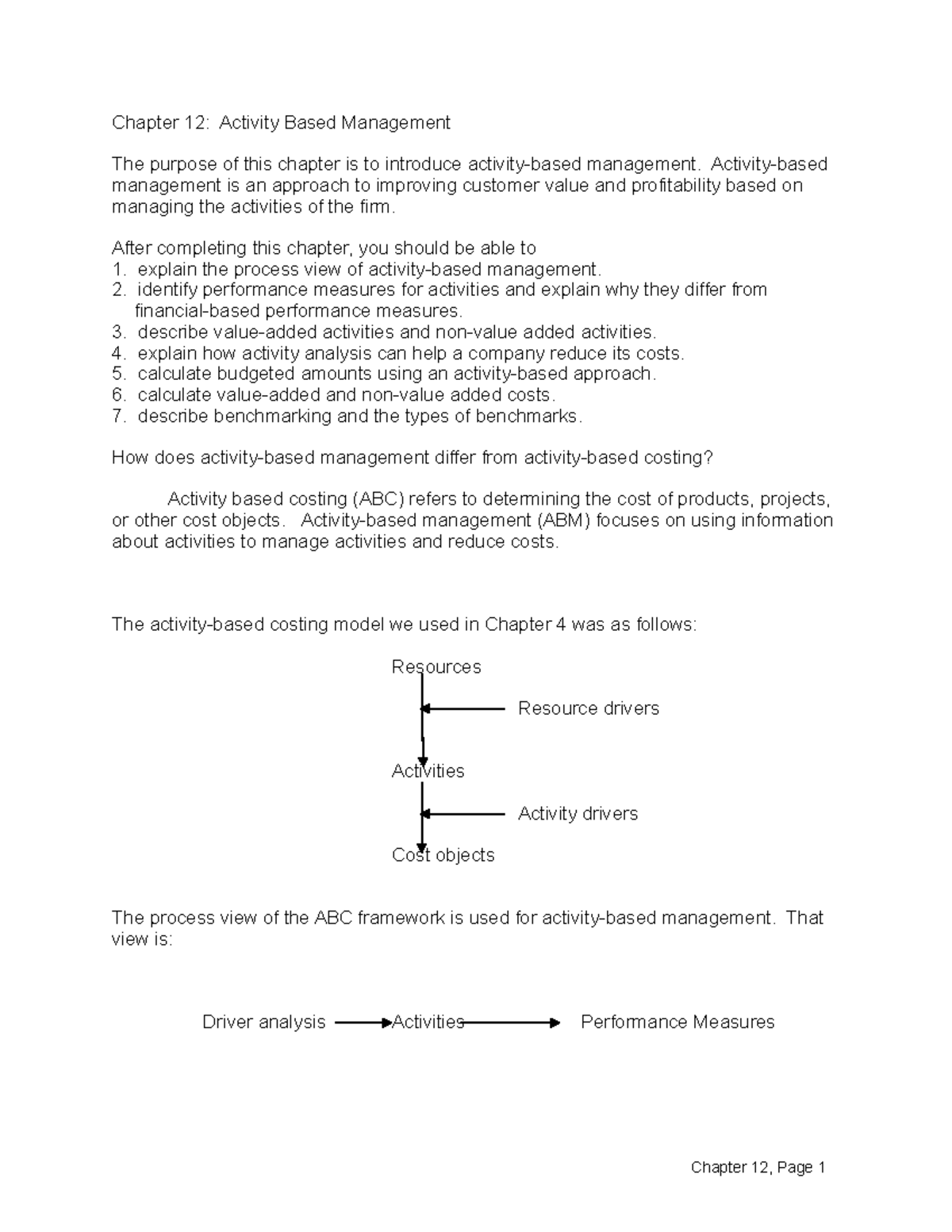 Ch 12 Notes - Activity Based Management - Chapter 12: Activity Based ...