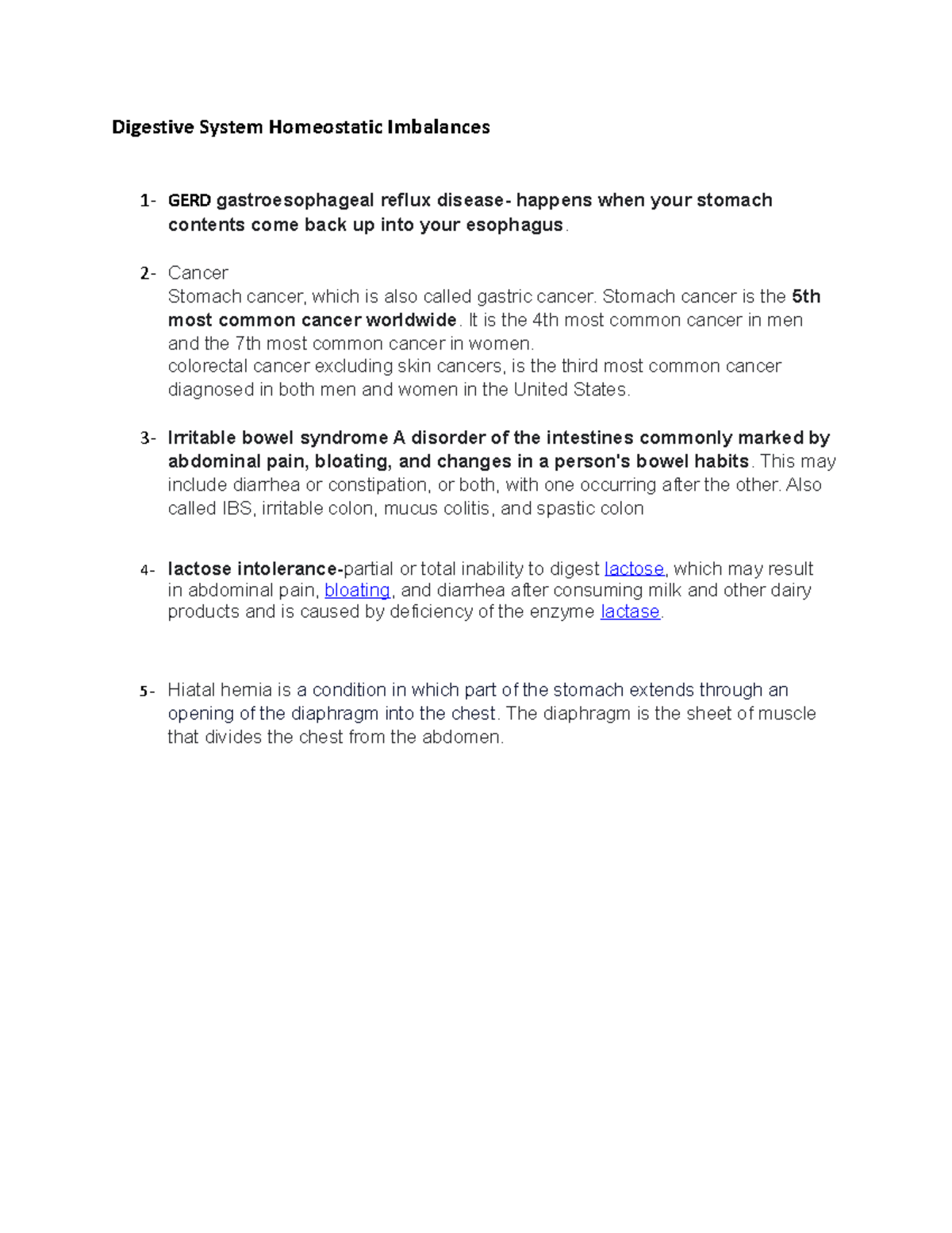 Digestive System Homeostatic Imbalances - 2- Cancer Stomach cancer ...