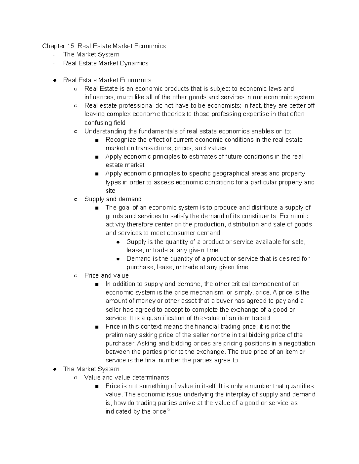 Chapter 15 Real Estate Market Economics - Chapter 15: Real Estate ...