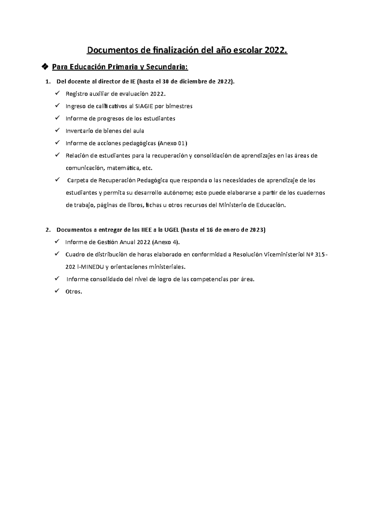 Documentos de finalización del año escolar 2022 terminada - Para ...