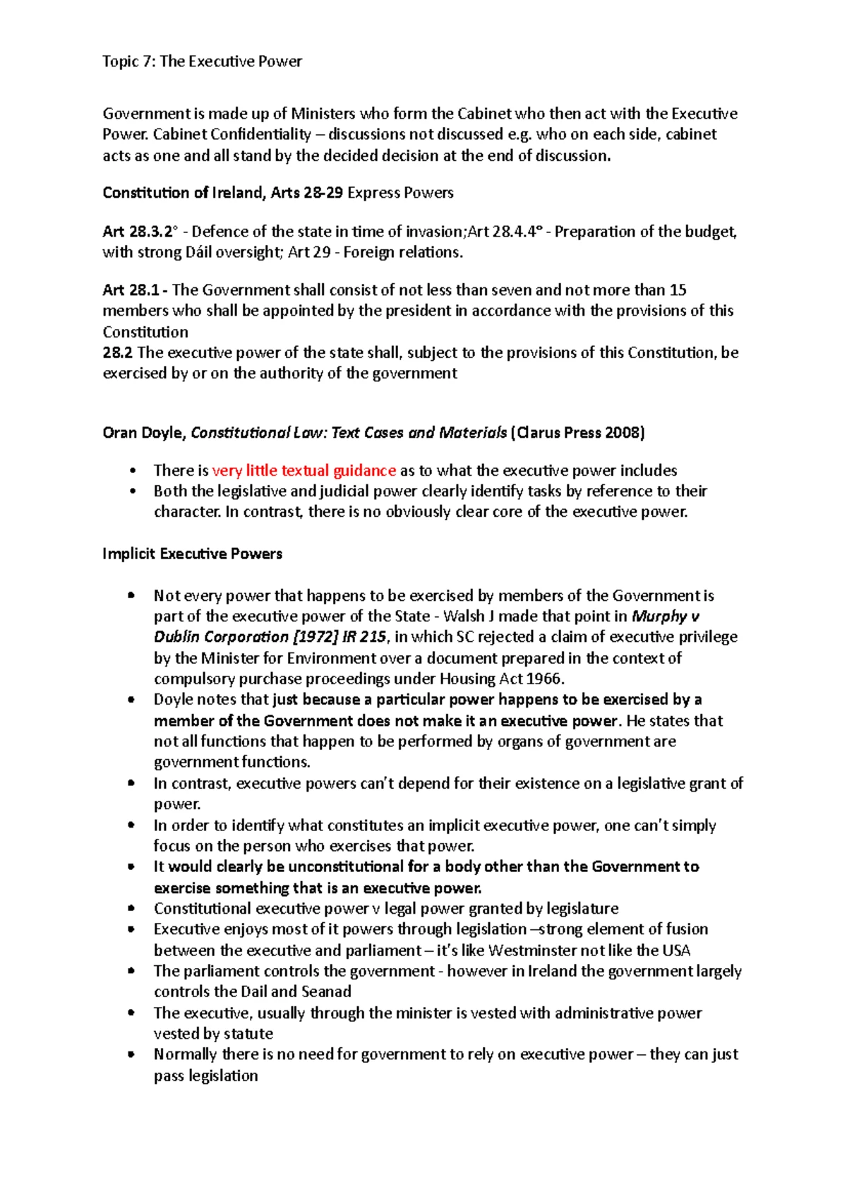 Topic 7 - Executive Power - Government is made up of Ministers who form ...