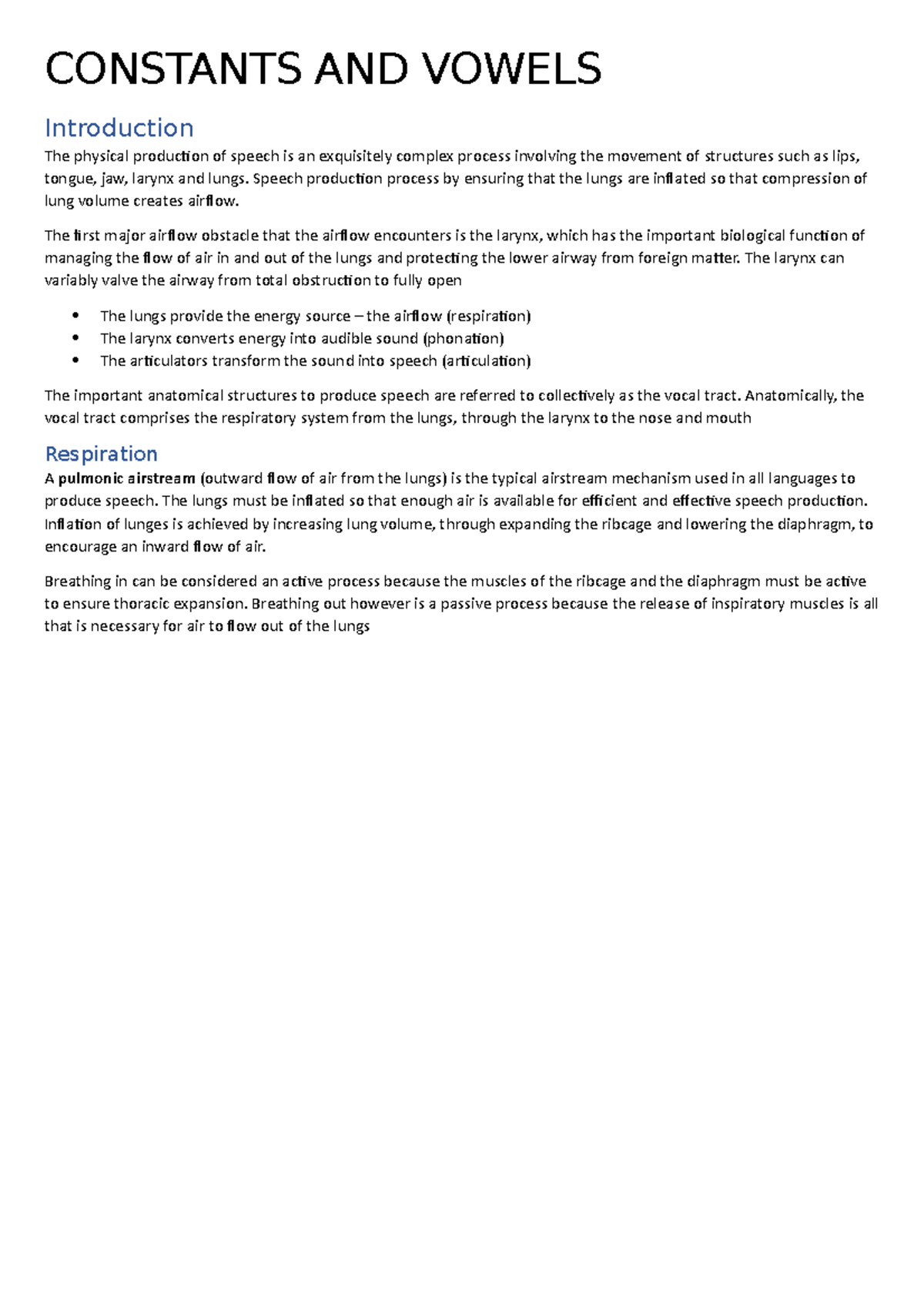 Constants and Vowels - CONSTANTS AND VOWELS Introduction The physical ...