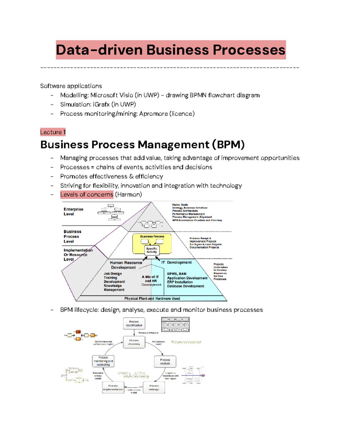 Data-driven notes - Data-driven Business Processes - Software ...