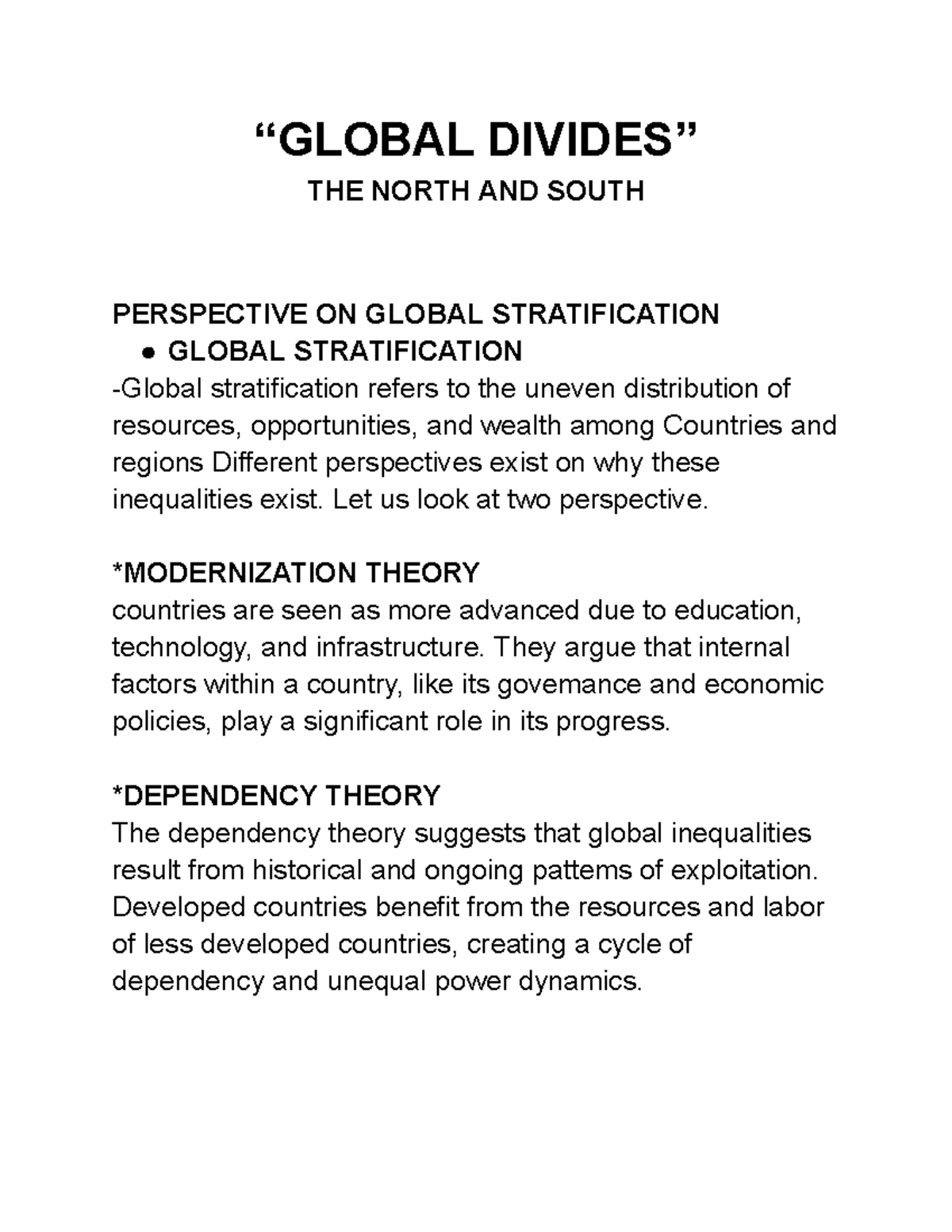 Global Divides ORIG - Haha - “GLOBAL DIVIDES” THE NORTH AND SOUTH ...