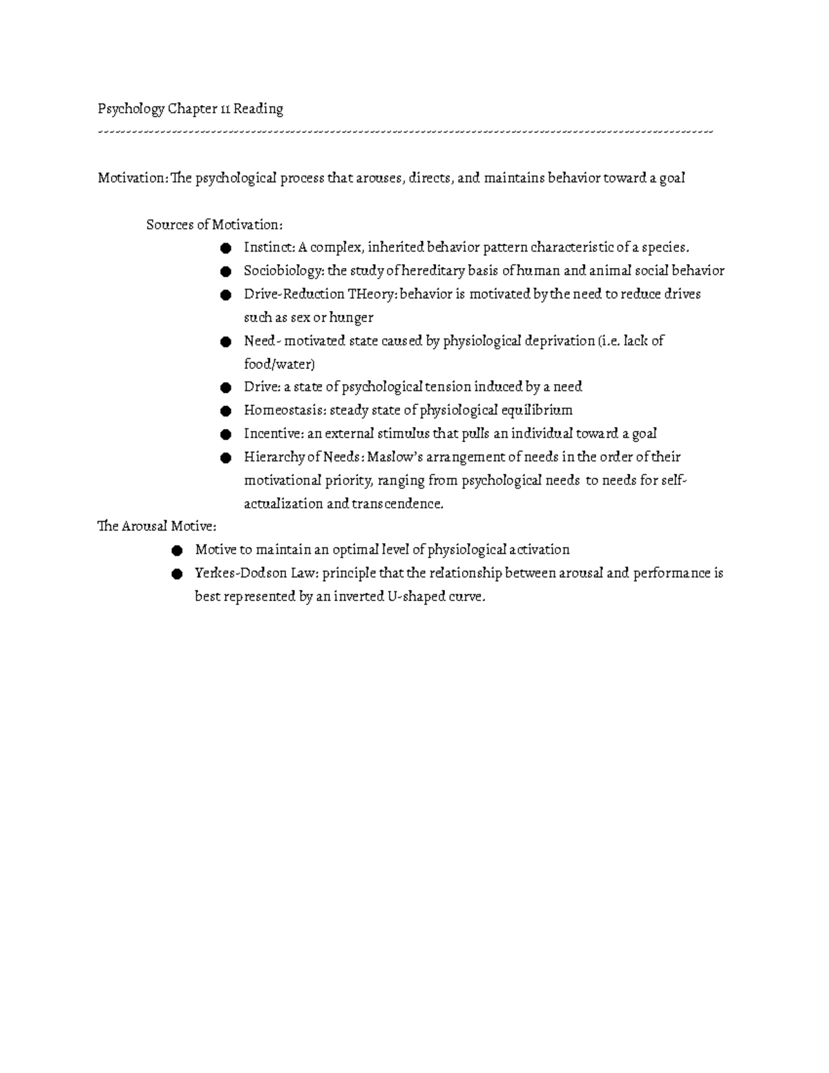 Psych Chapter 11 Reading Notes - Psychology Chapter 11 Reading The ...