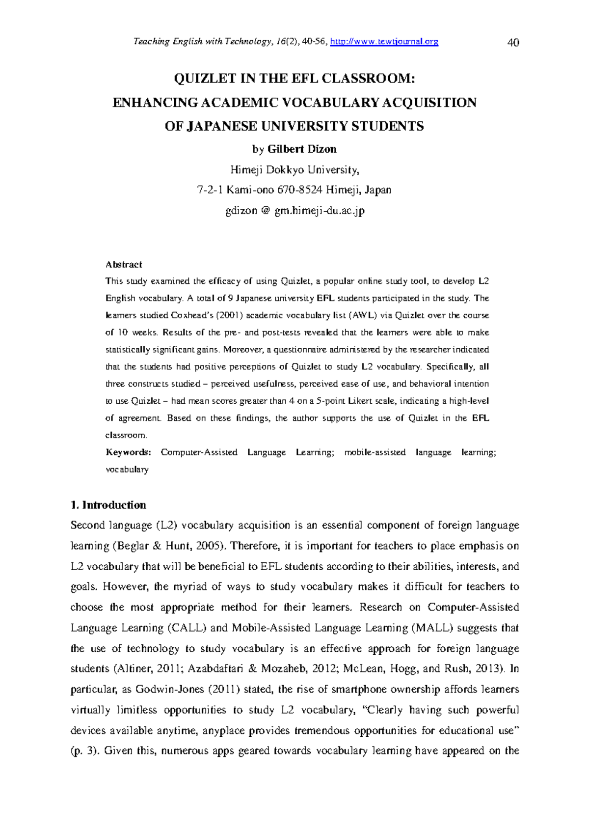 Quizlet IN THE EFL Classroom Enhanc - QUIZLET IN THE EFL CLASSROOM ...