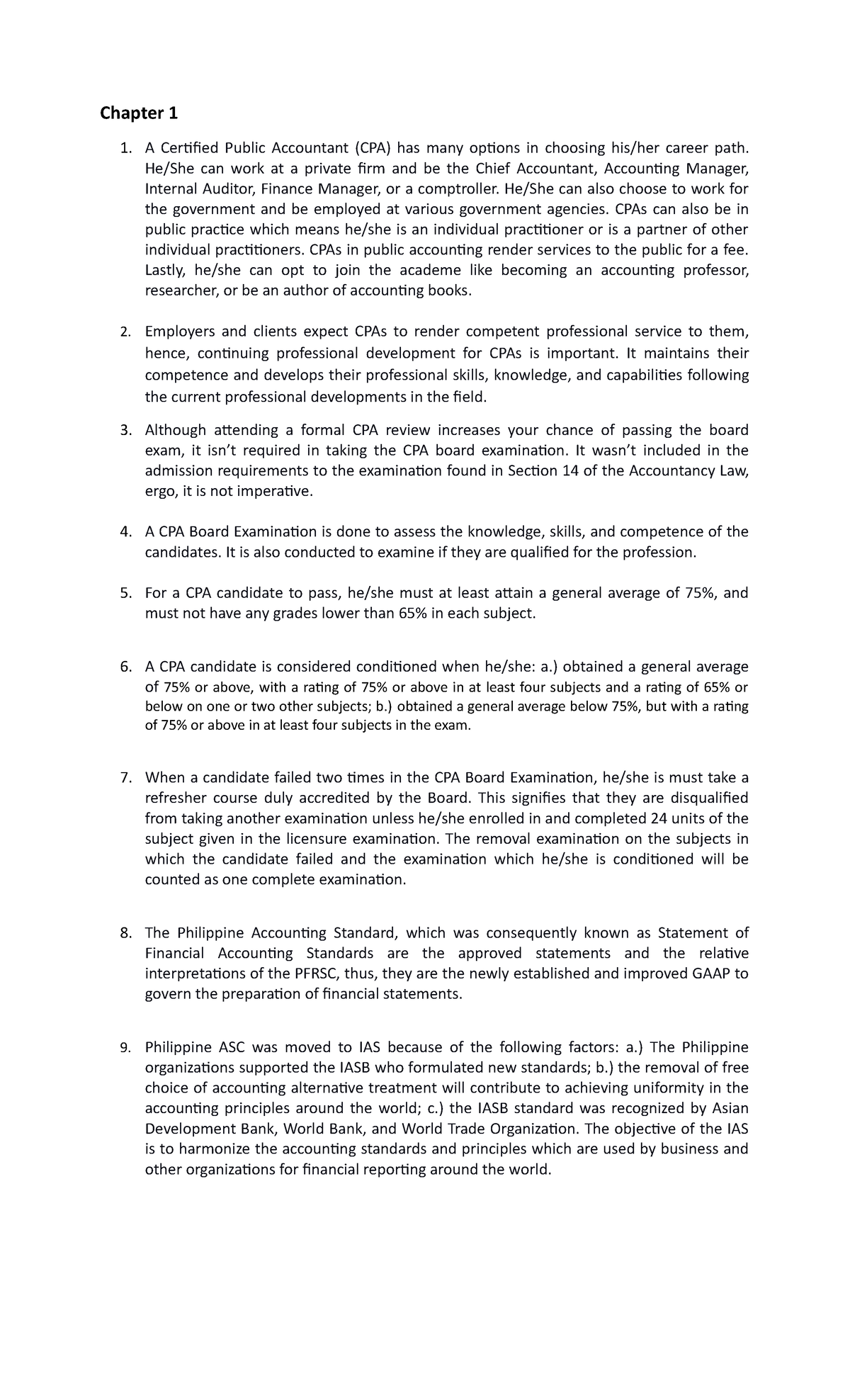 C1 essay - Solution - Chapter 1 A Certified Public Accountant (CPA) has ...