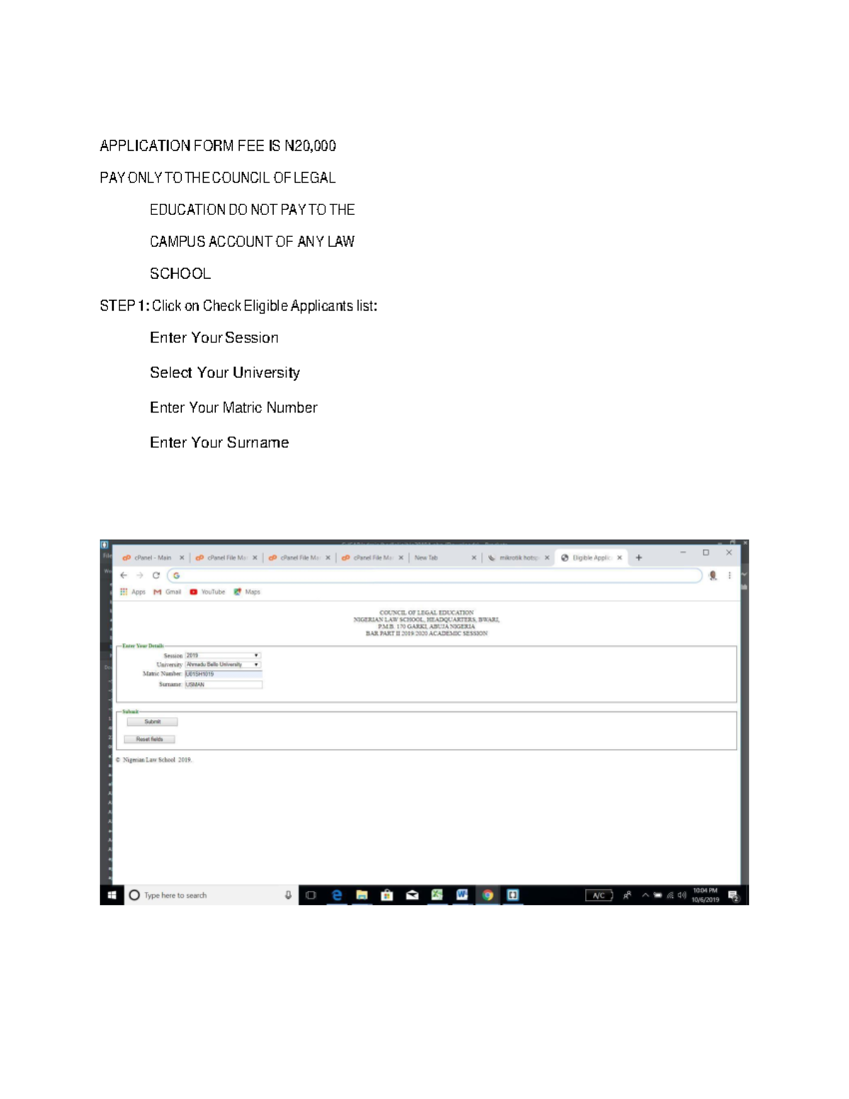 Step by step guide - Student e-books - APPLICATION FORM FEE IS N20, PAY ...