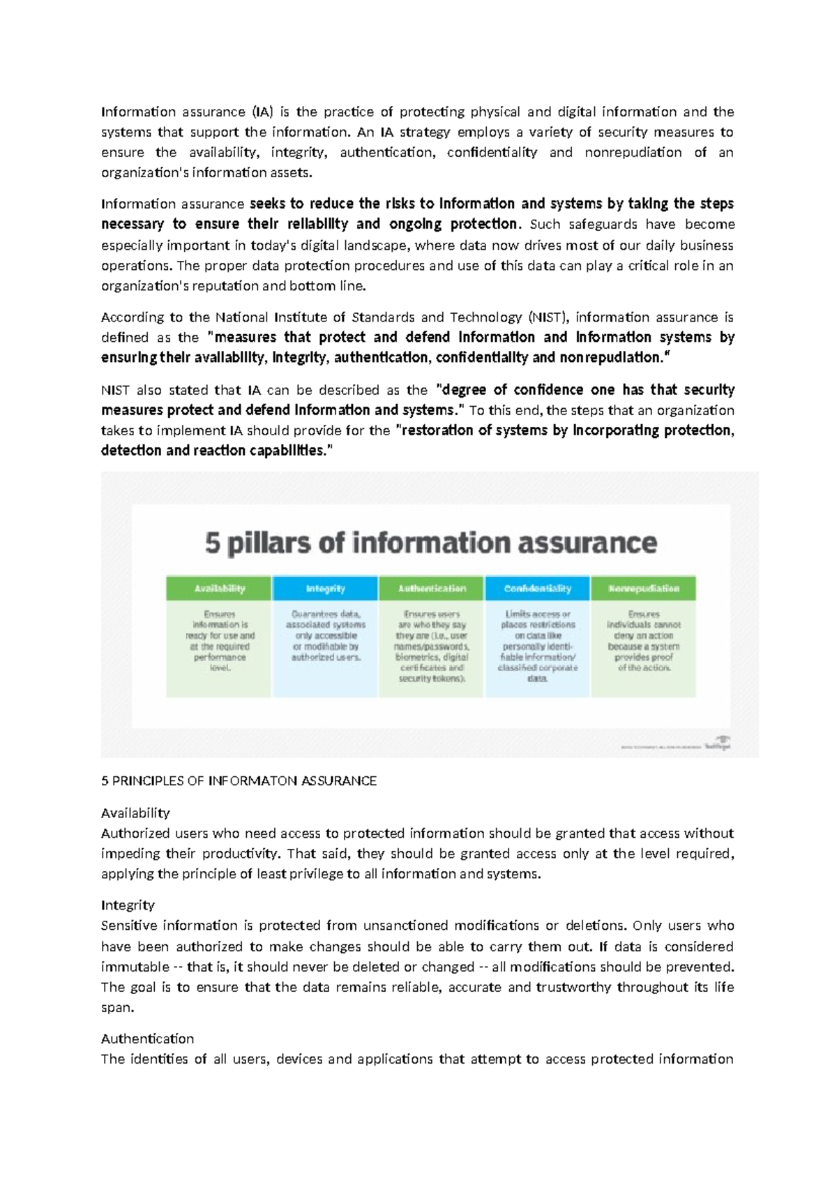 Information assurance - An IA strategy employs a variety of security ...