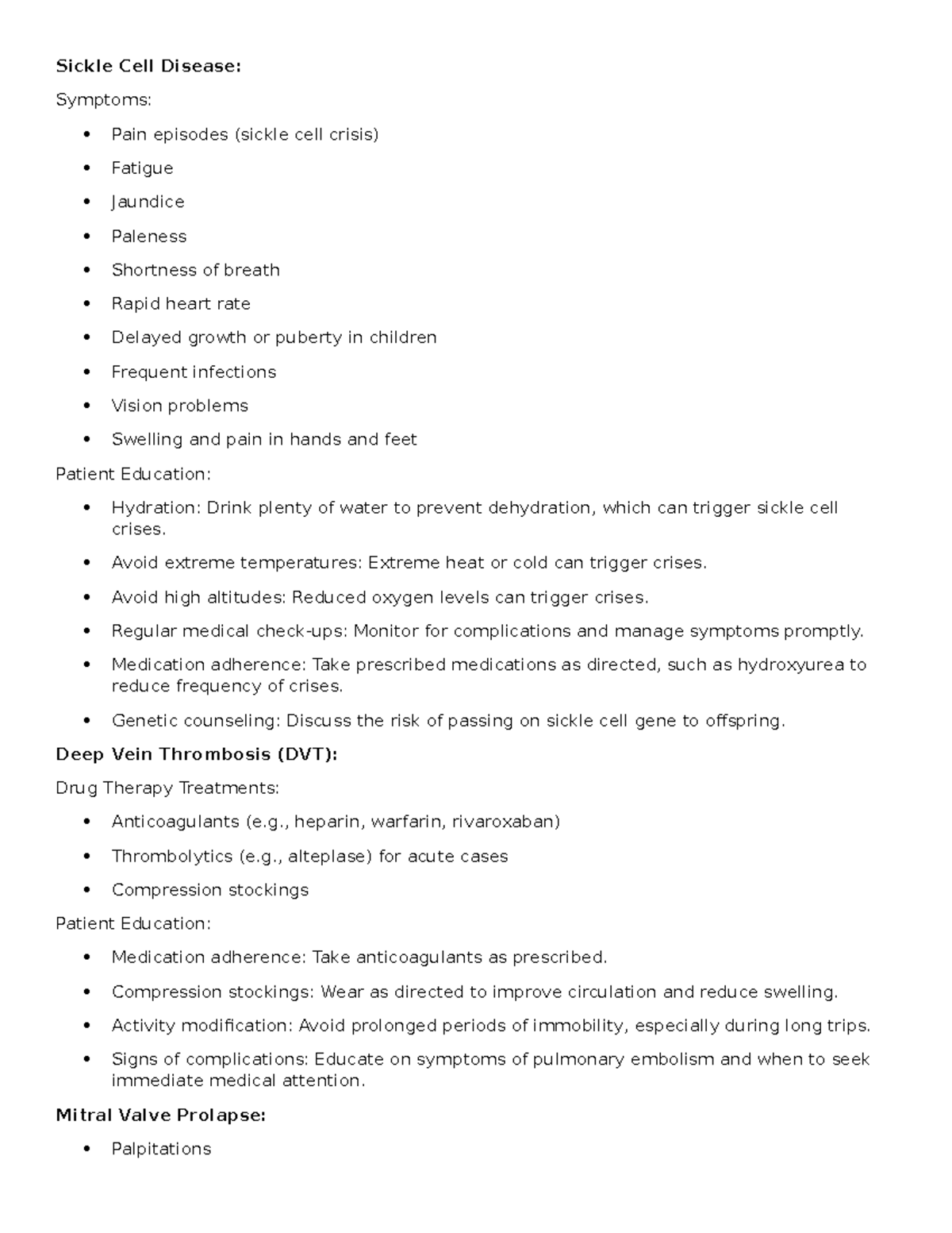Mdc3 review guide - test help - Sickle Cell Disease: Symptoms: Pain ...