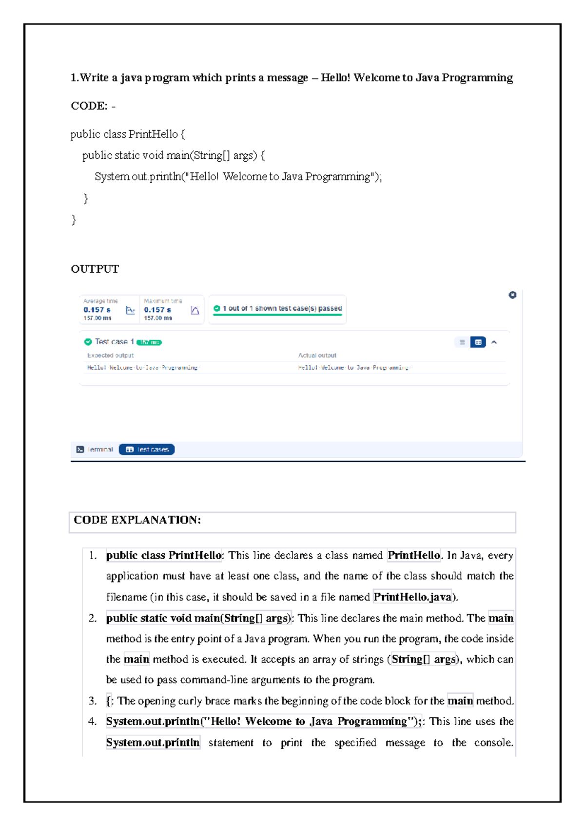 Codetantra 1to18 codes - 1 a java program which prints a message ... Codetantra 1to18 codes - 1 a java program which prints a message ...