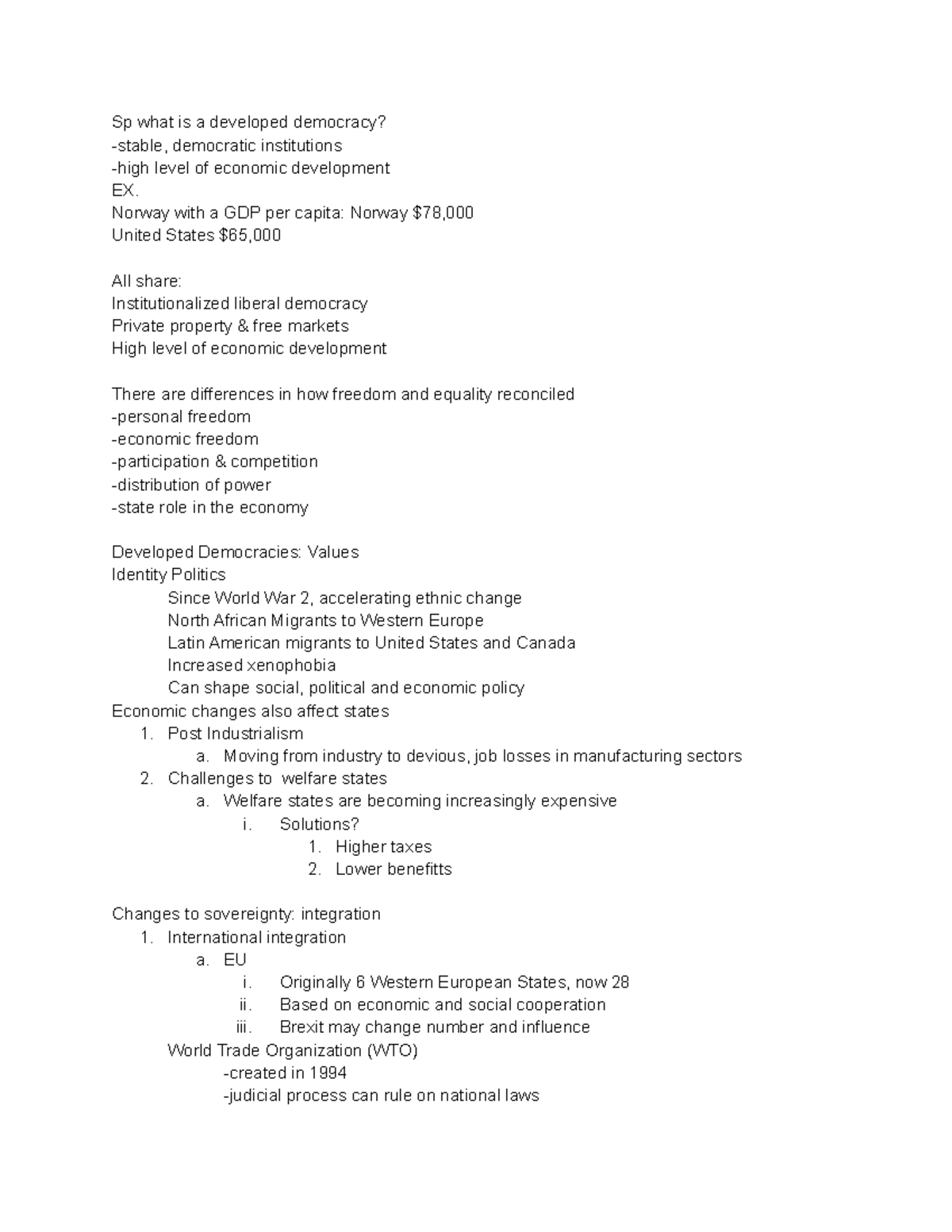 Comparative Politcs 8,9 - Sp what is a developed democracy? -stable ...