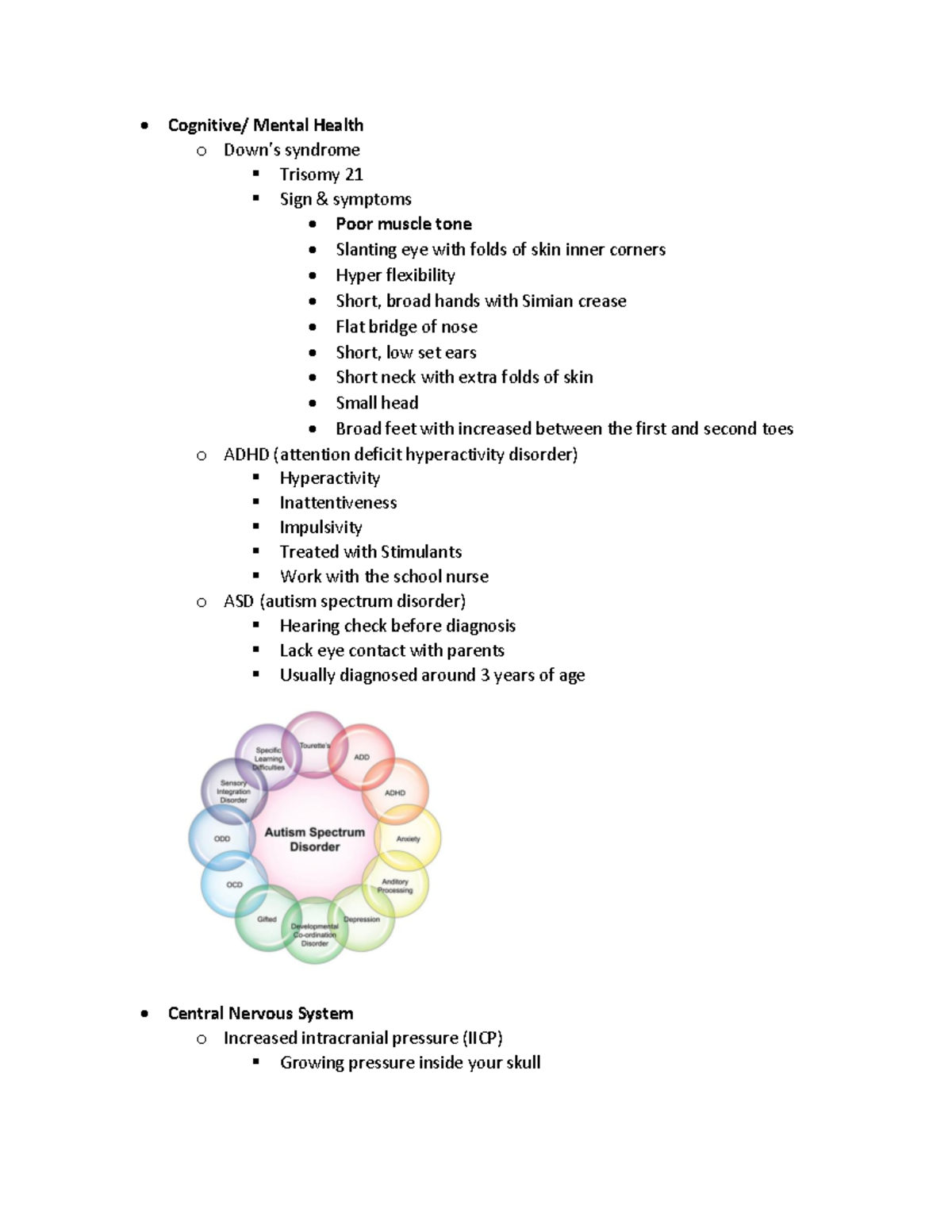 Review for the final - Cognitive/ Mental Health o Down’s syndrome ...