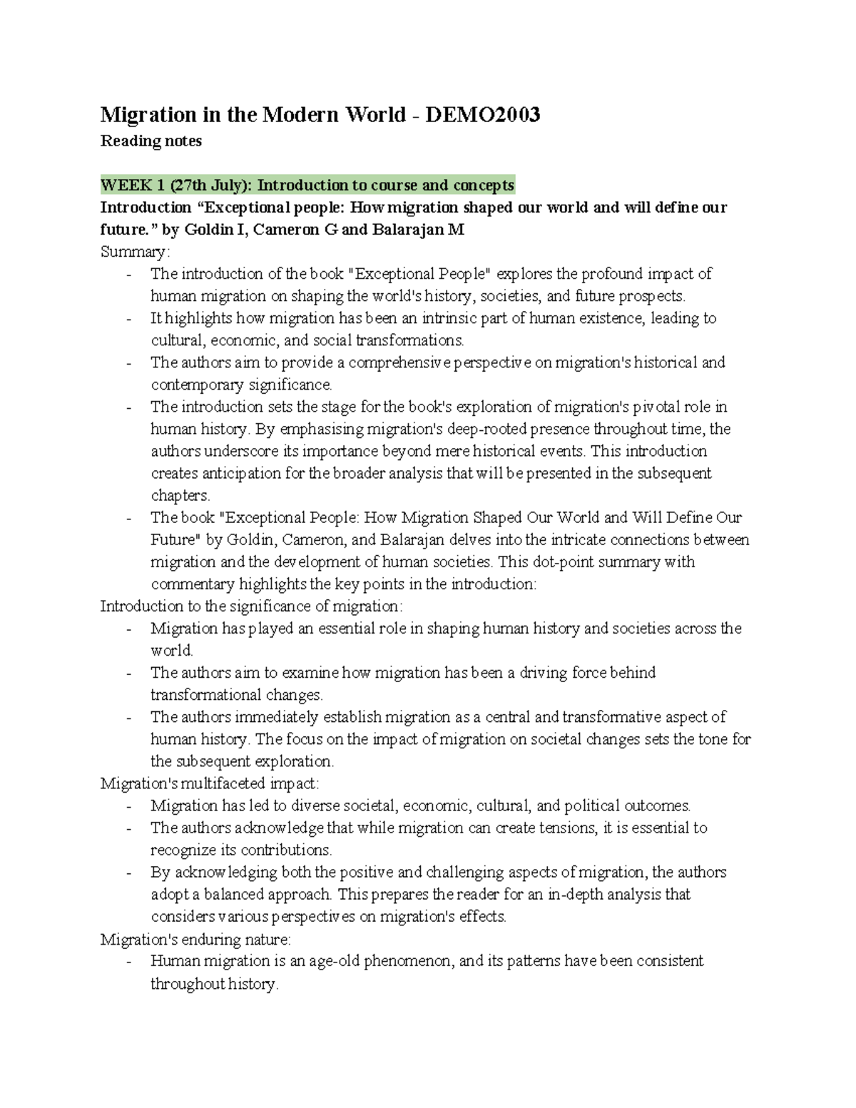 Migration in the Modern World - DEMO2003 Readings - Migration in the ...