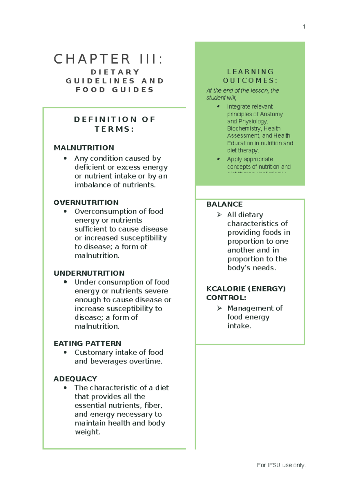 Chapter-3-Nutrition - C H A P T E R I I I : D I E T A R Y G U I D E L I ...