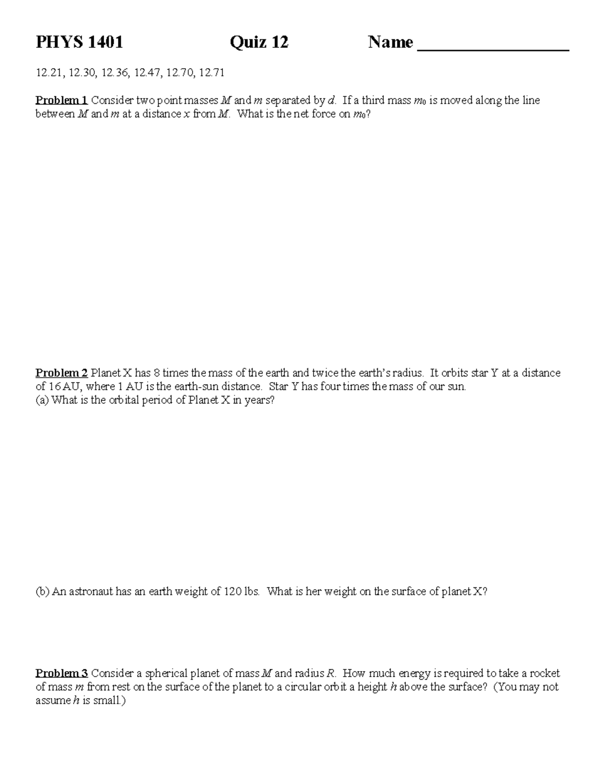 Quiz 12 - practice quiz 12 - PHYS 1410 - Blinn College - Studocu