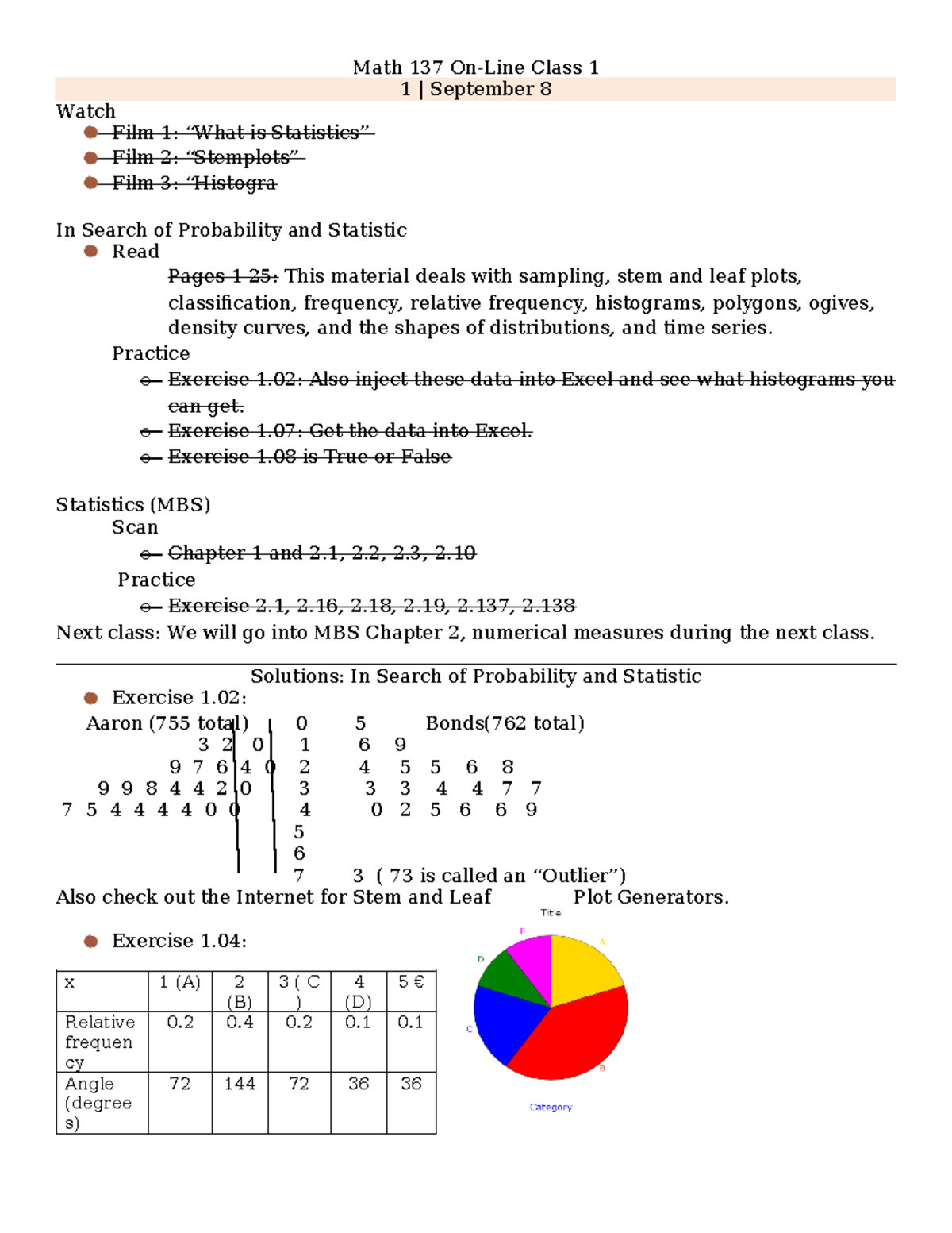 MAT HW Schedule - Math 137 On-Line Class 1 1 | September 8 Watch Film 1 ...