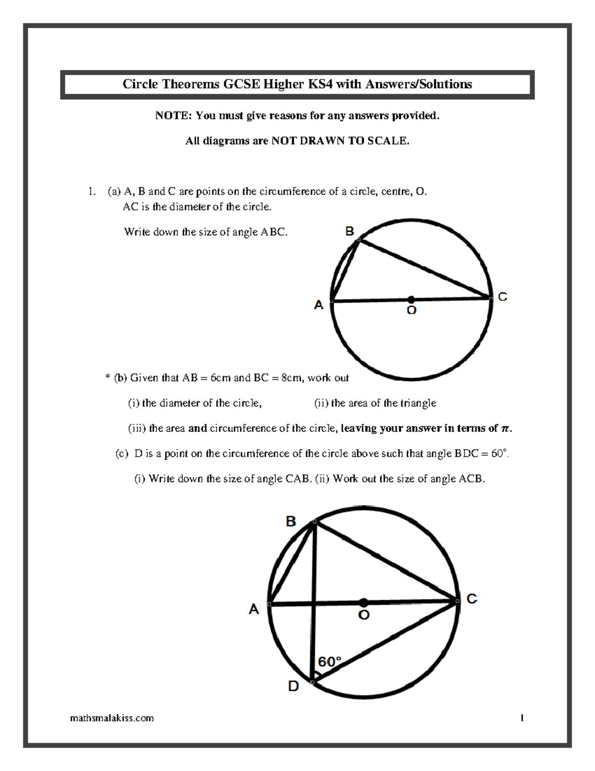 Circle theorem - Math practice - Circle Theorems GCSE Higher KS4 with ...