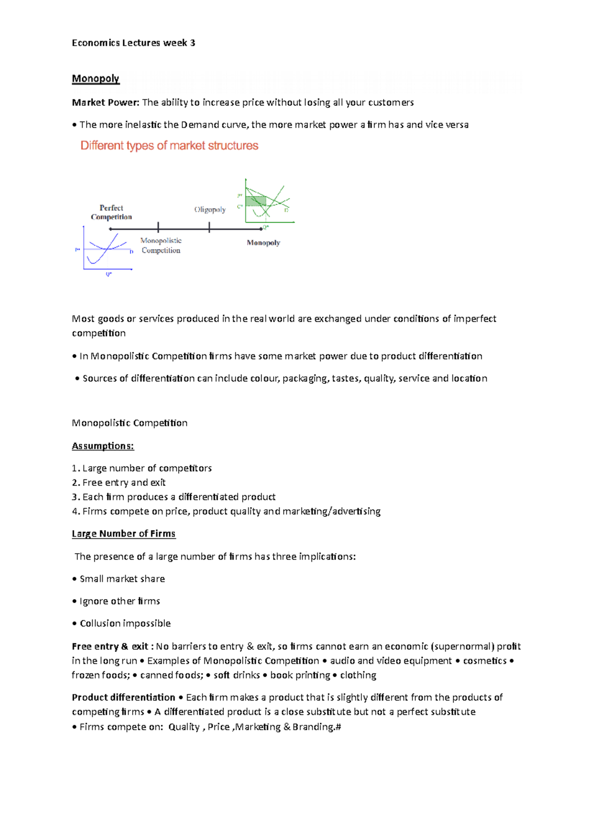 Economics lectures week 3 - Economics for Business - UL - Studocu
