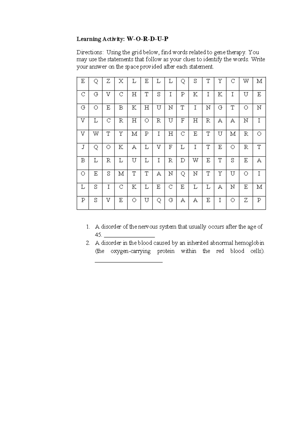 Learning-Activity - Sts activity questionnaire - Learning Activity: W-O ...