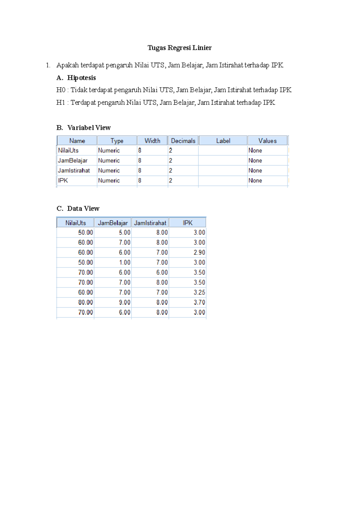 Tugas Regresi Linier - how to solve linear regression using the SPSS for Windows program - Tugas ...