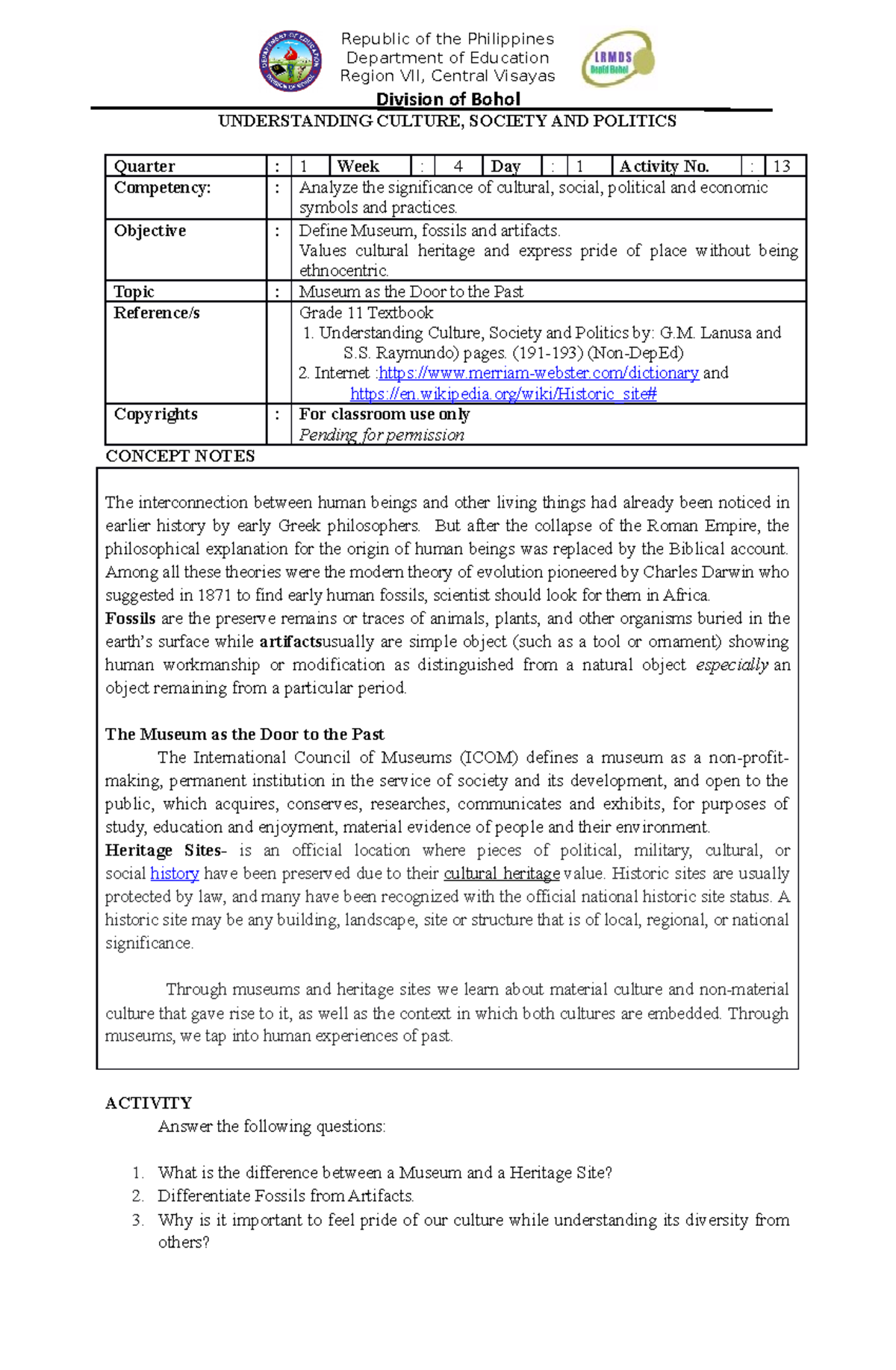 SHS Humss UCSP Wk4 1-4 - These are the notes for Week 4 1-4 of ...