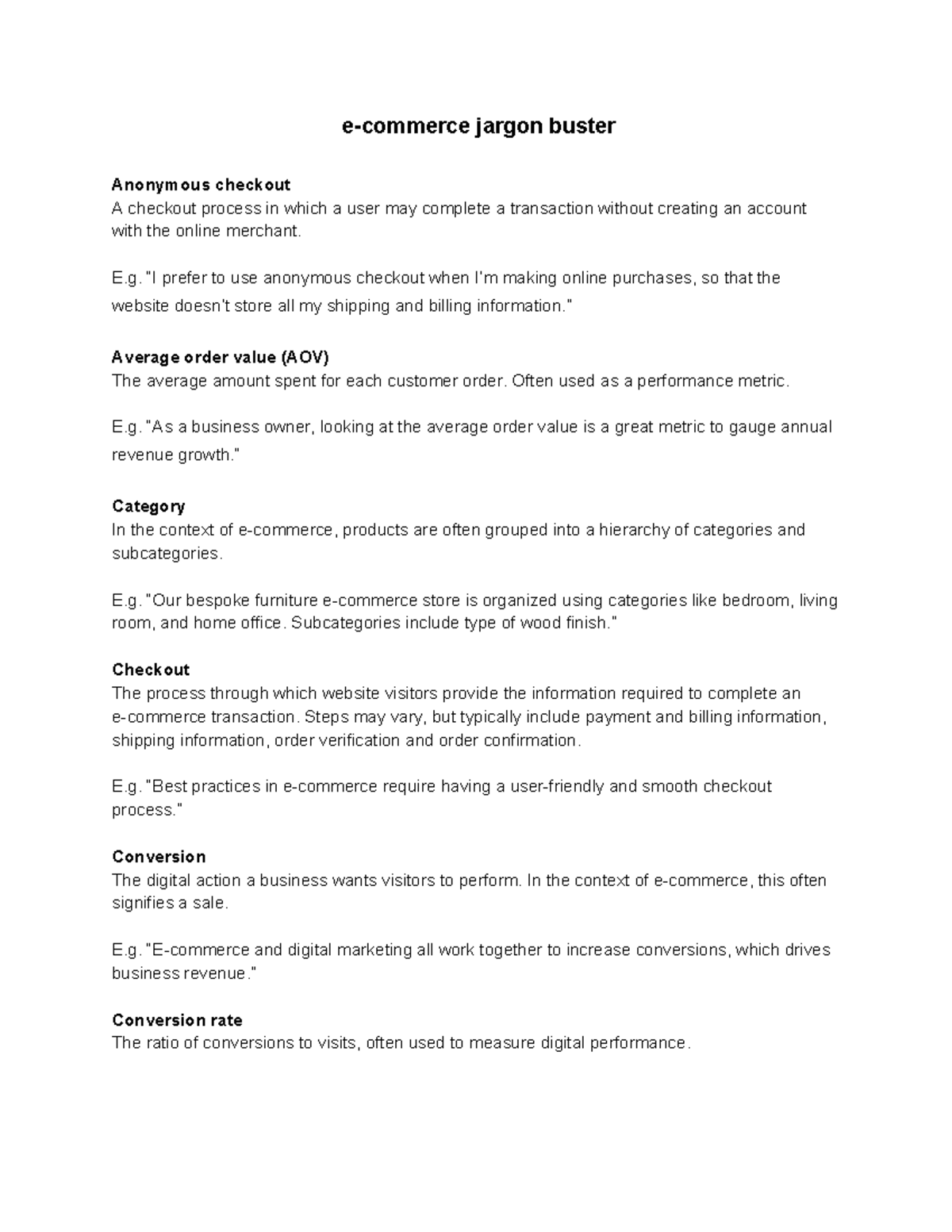 Marketing - definitions - e commerce jargon buster Anonymous checkout A ...