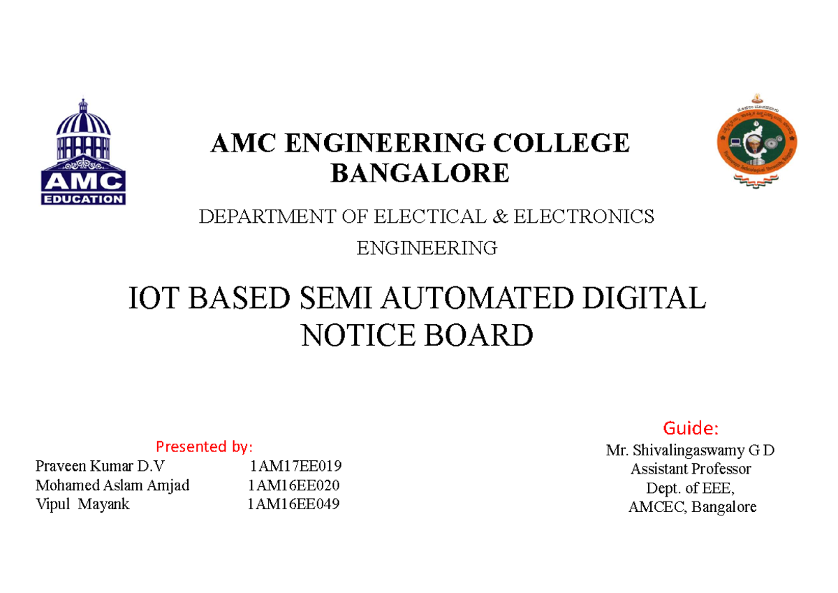 Project 2 - sssss - AMC ENGINEERING COLLEGE BANGALORE DEPARTMENT OF ...