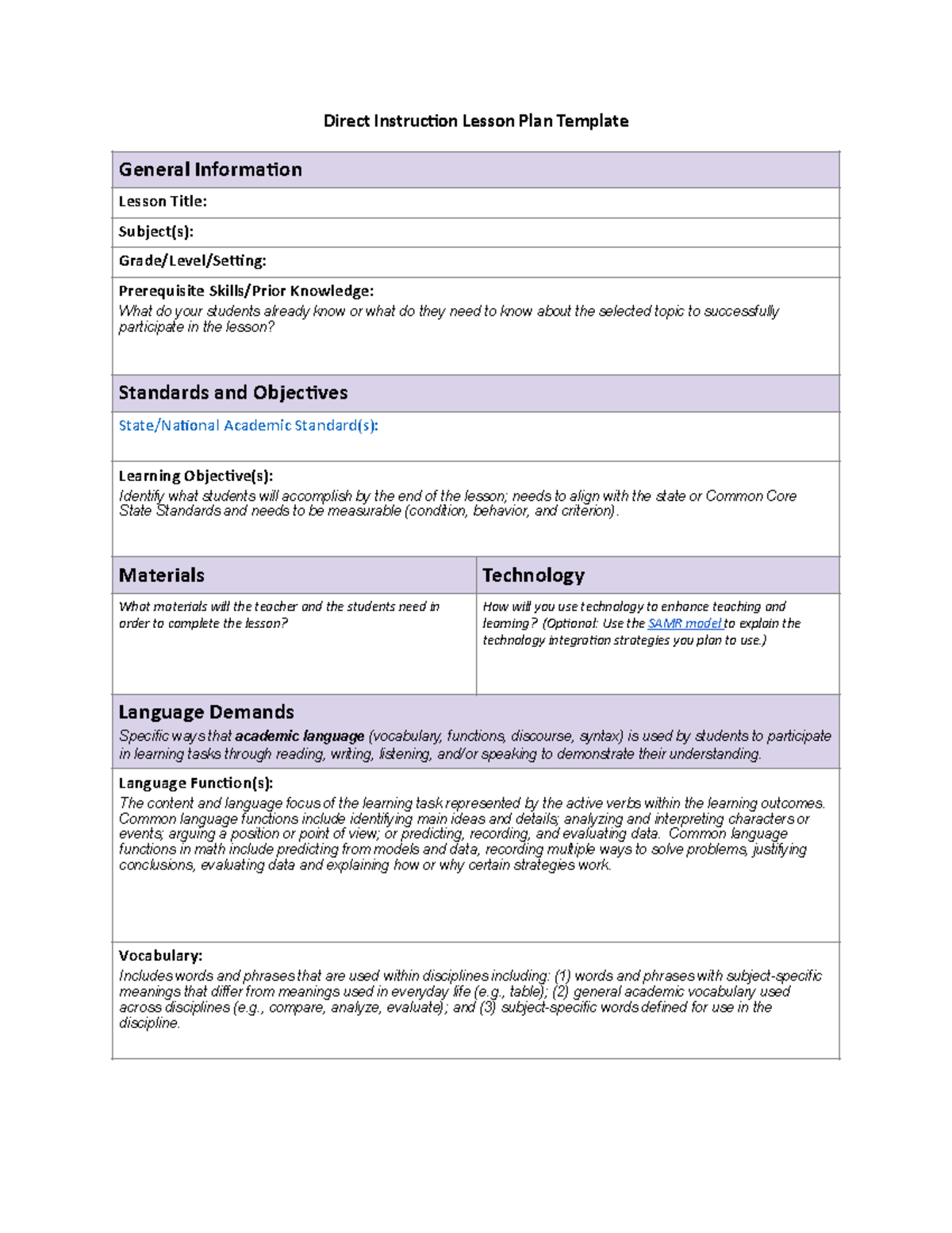 Lp direct instruction lesson plan template - Direct Instruc,on Lesson ...