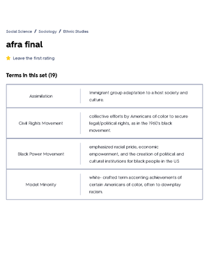 AFRA 206 Exam #1 Flashcards Quizlet - AFRA 206 Exam Leave the first ...