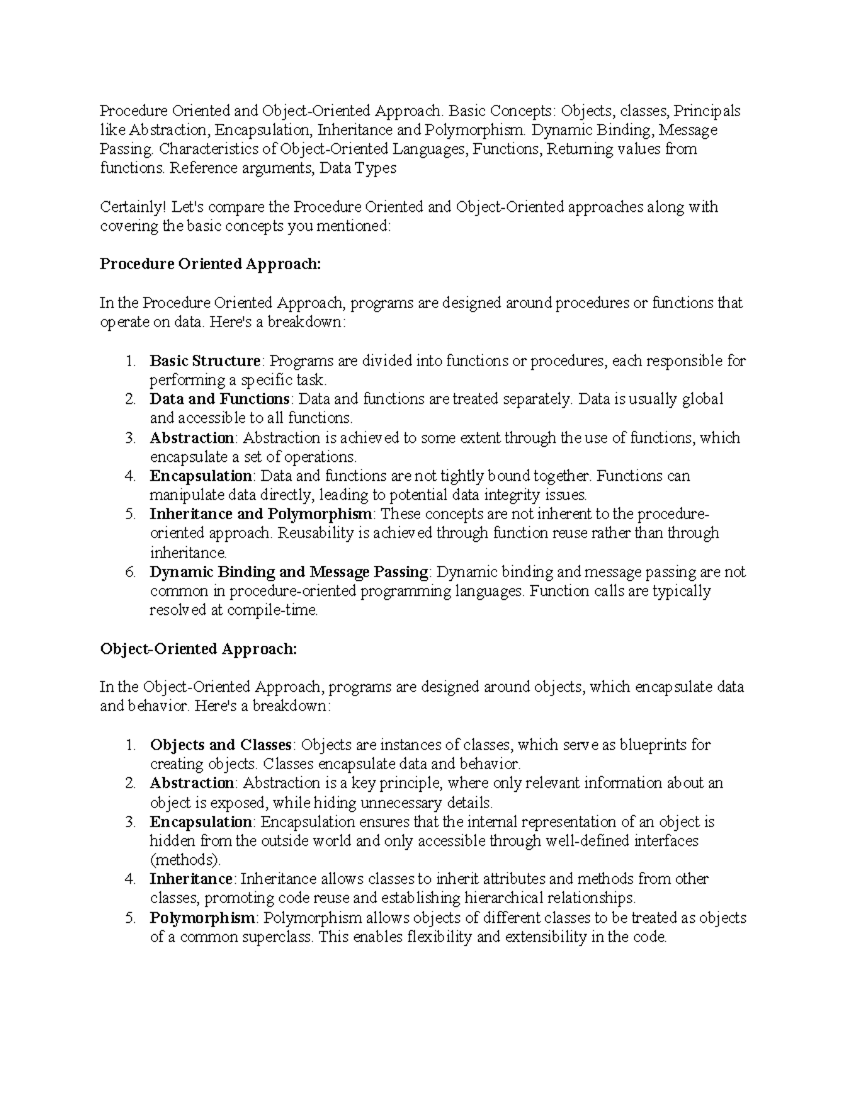 Procedure Oriented And Object Procedure Oriented And Object Oriented 