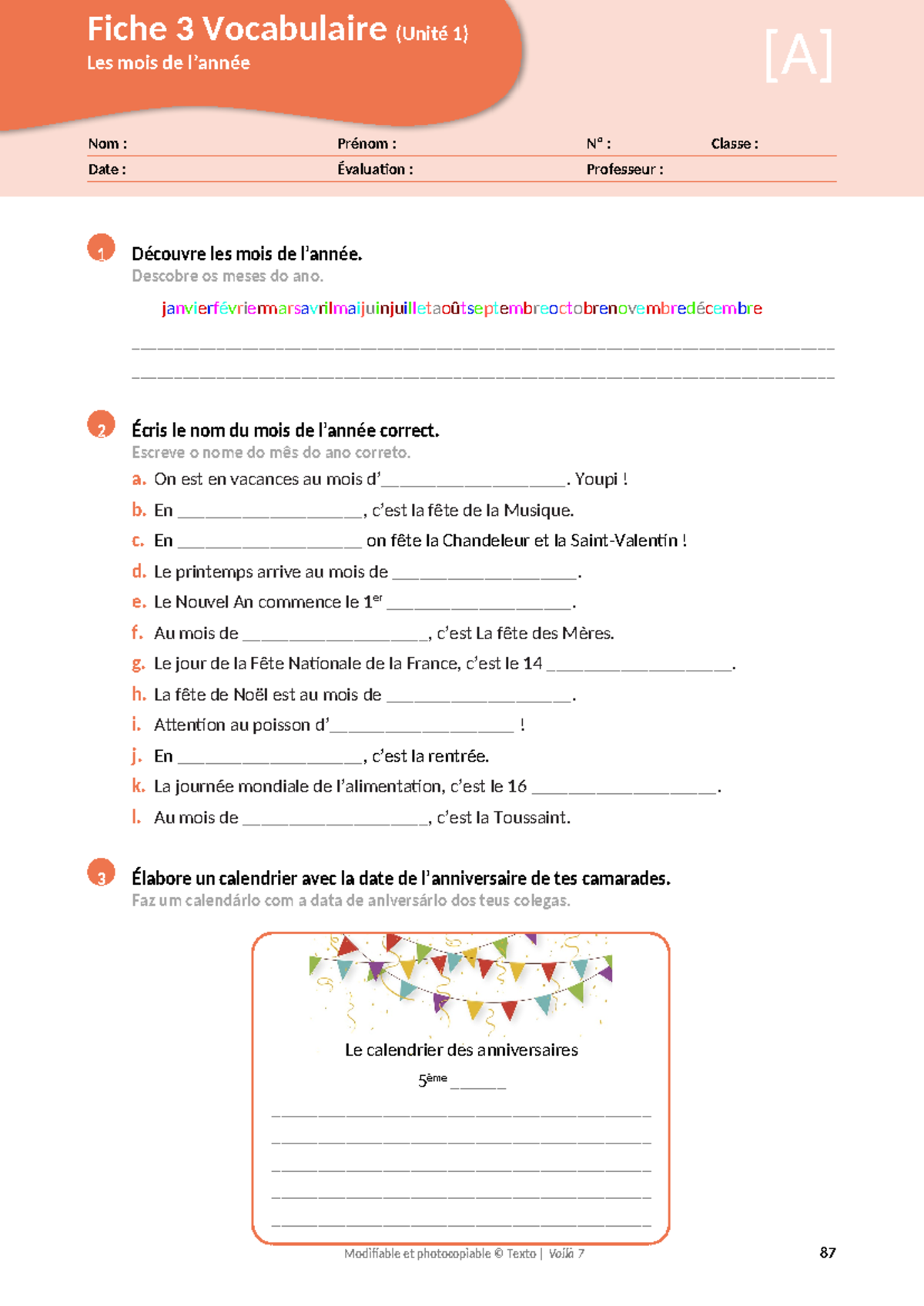 [3.1.3.1] Voila 7 CAP [Fiches de travail Vocabulaire] U1 3A - [A] Fiche ...